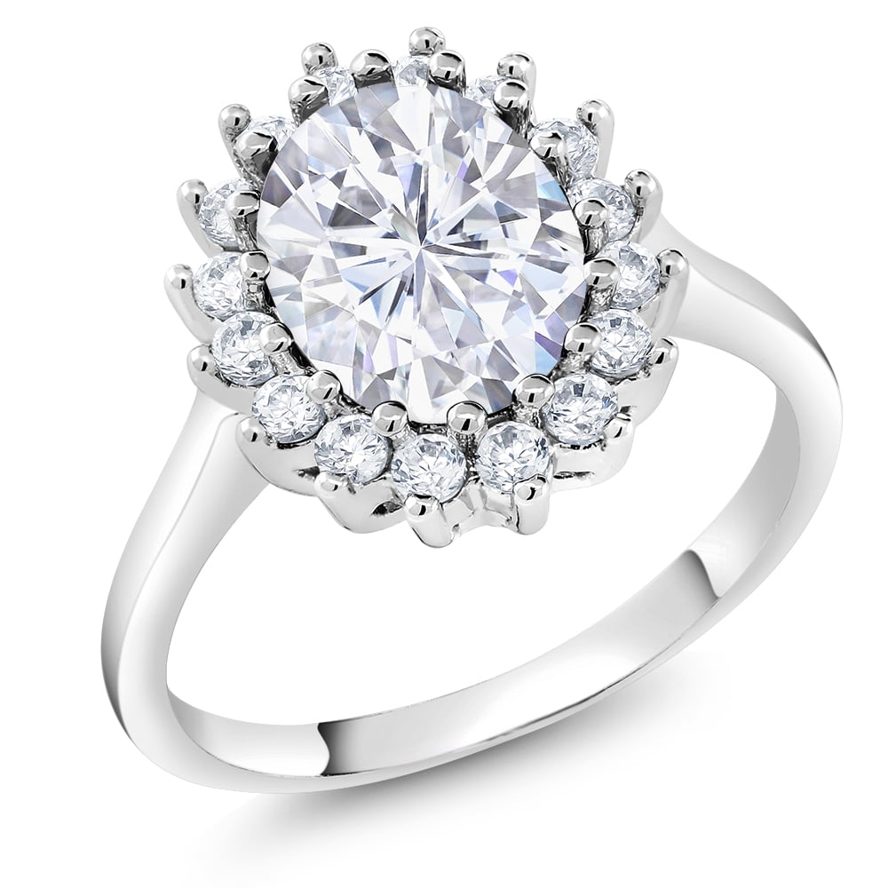 Gem Stone King Oval Halo CZ Engagement Rings for Women Cubic Zirconia ...