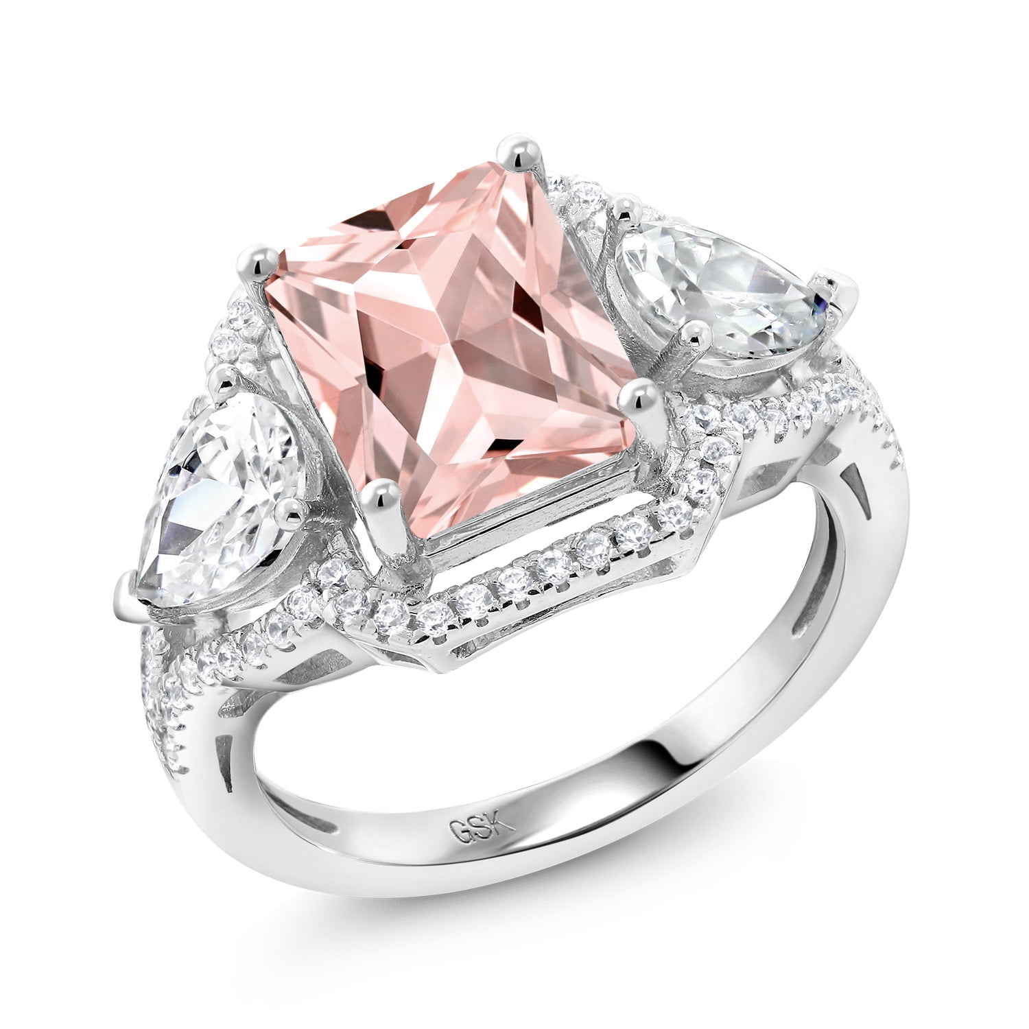 Gem Stone King Peach Nano Morganite Ring for Women | 925 Sterling ...