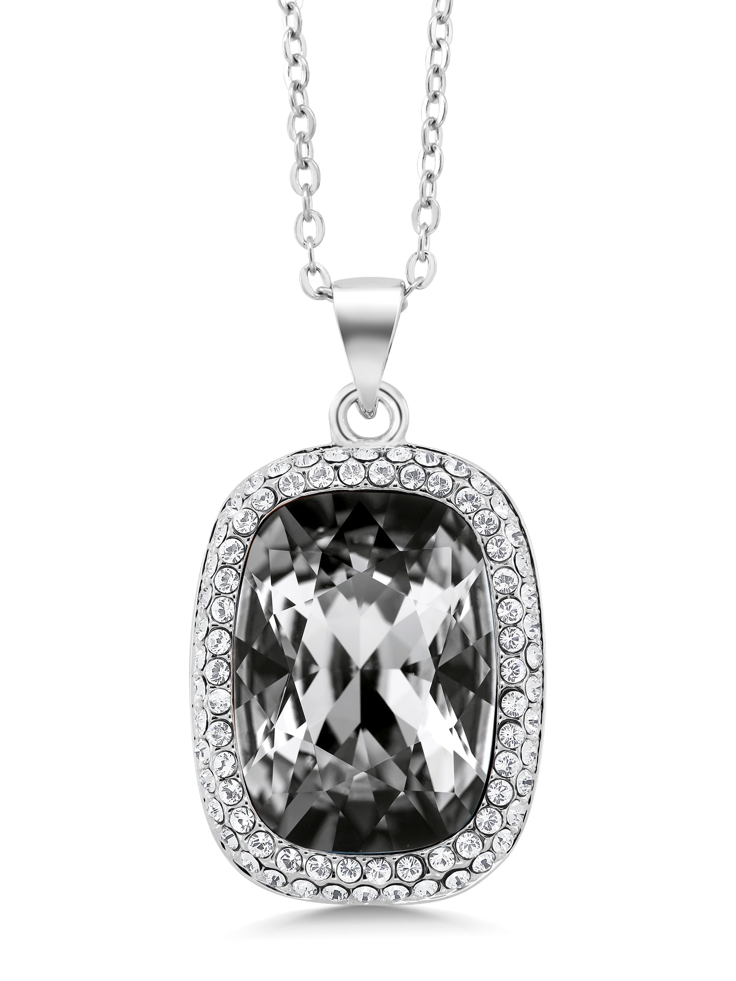 Gem Stone King Rhodium Plated Octagon Shape Pendant Made with Crystals ...