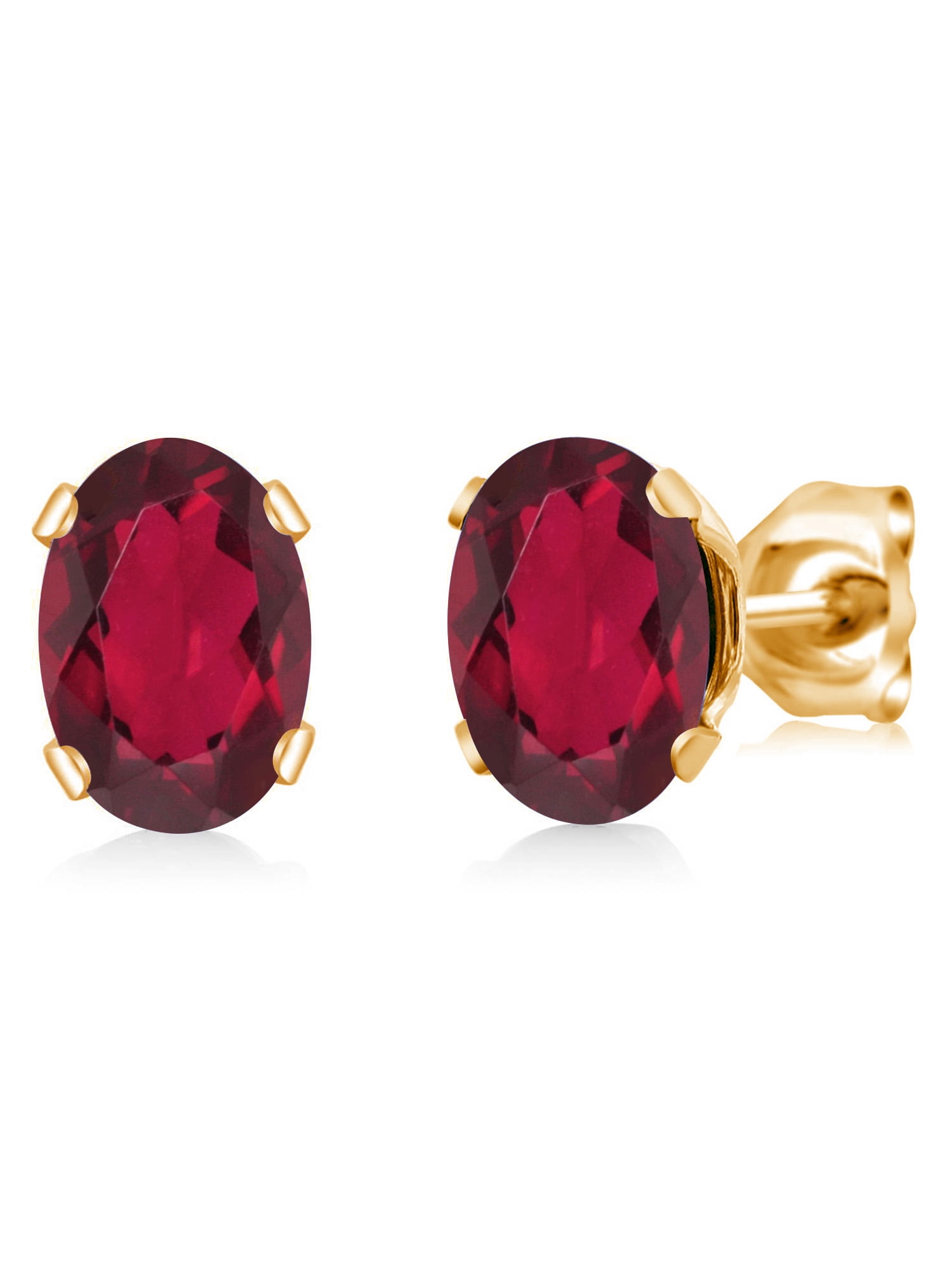 Gem Stone King Ruby Red Mystic Topaz Yellow Gold Plated Stud Earrings ...