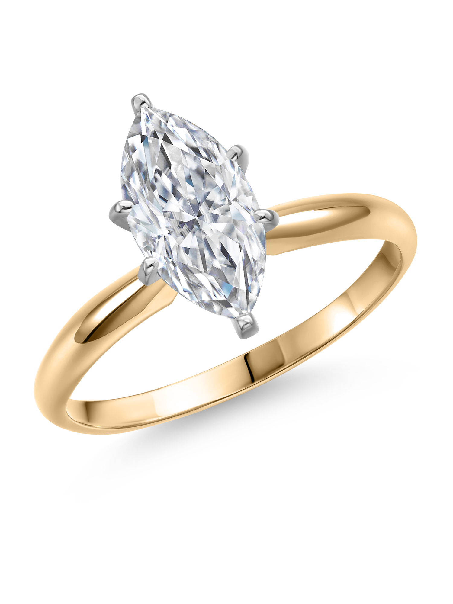Gem Stone King Two Tone 14K Yellow and White Gold IGI Certified Lab Grown Diamond Solitaire ...