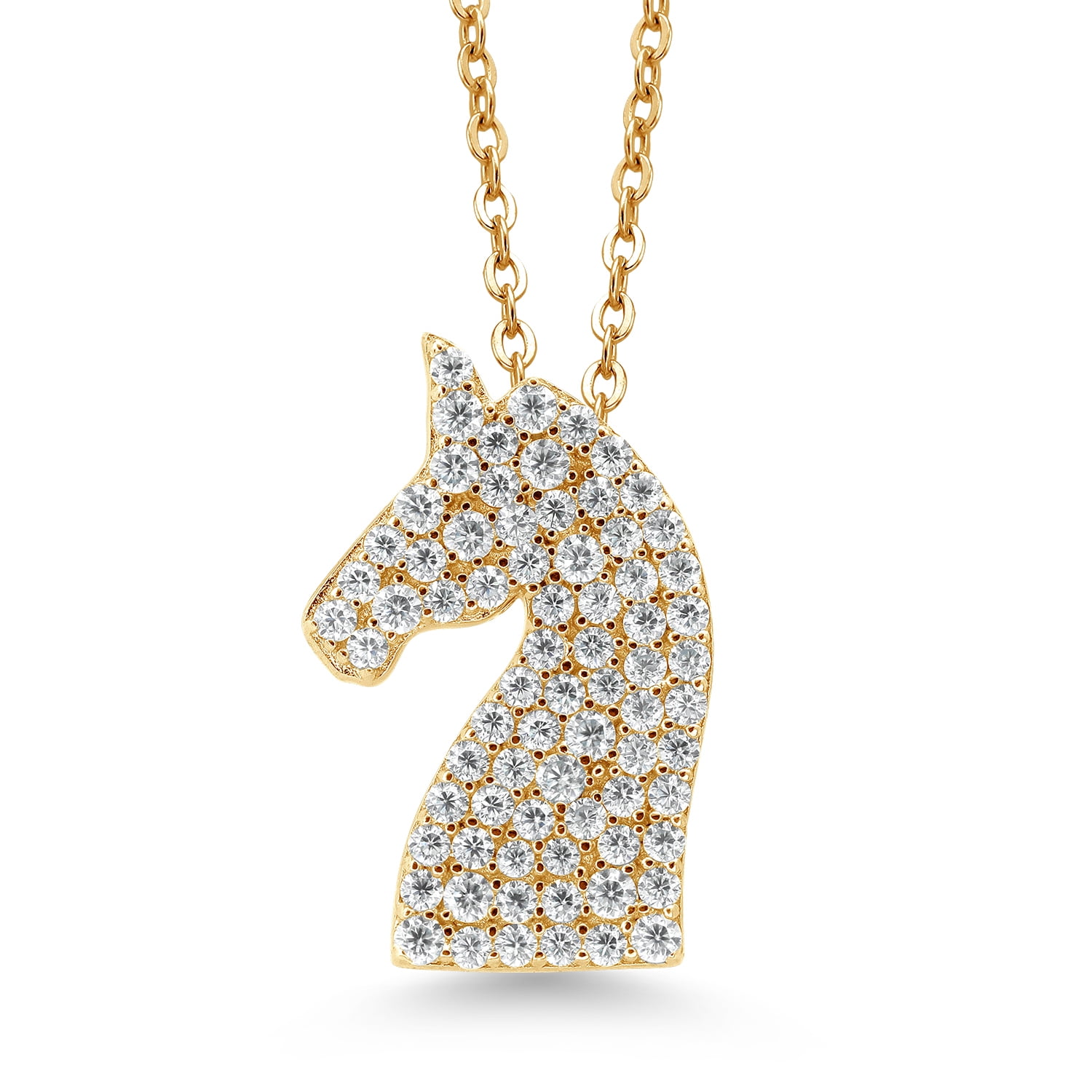 Gem Stone King Unicorn Horse Animal Moissanite Pendant Necklace for ...