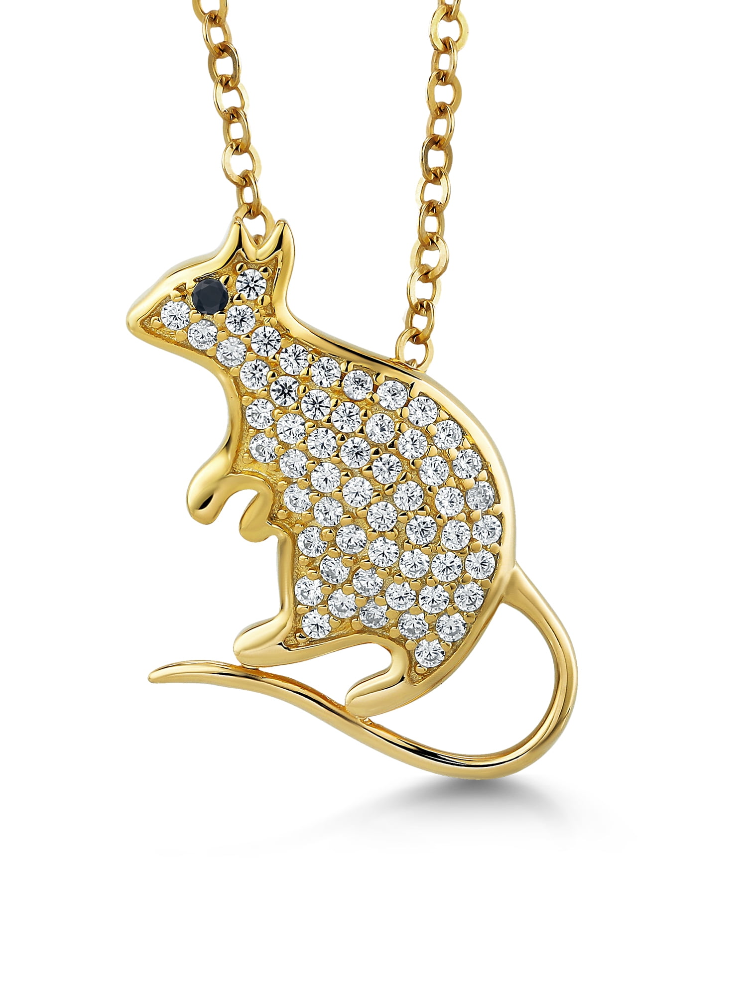 Gem Stone King White Moissanite Mouse Rat Chinese Zodiac Pendant ...