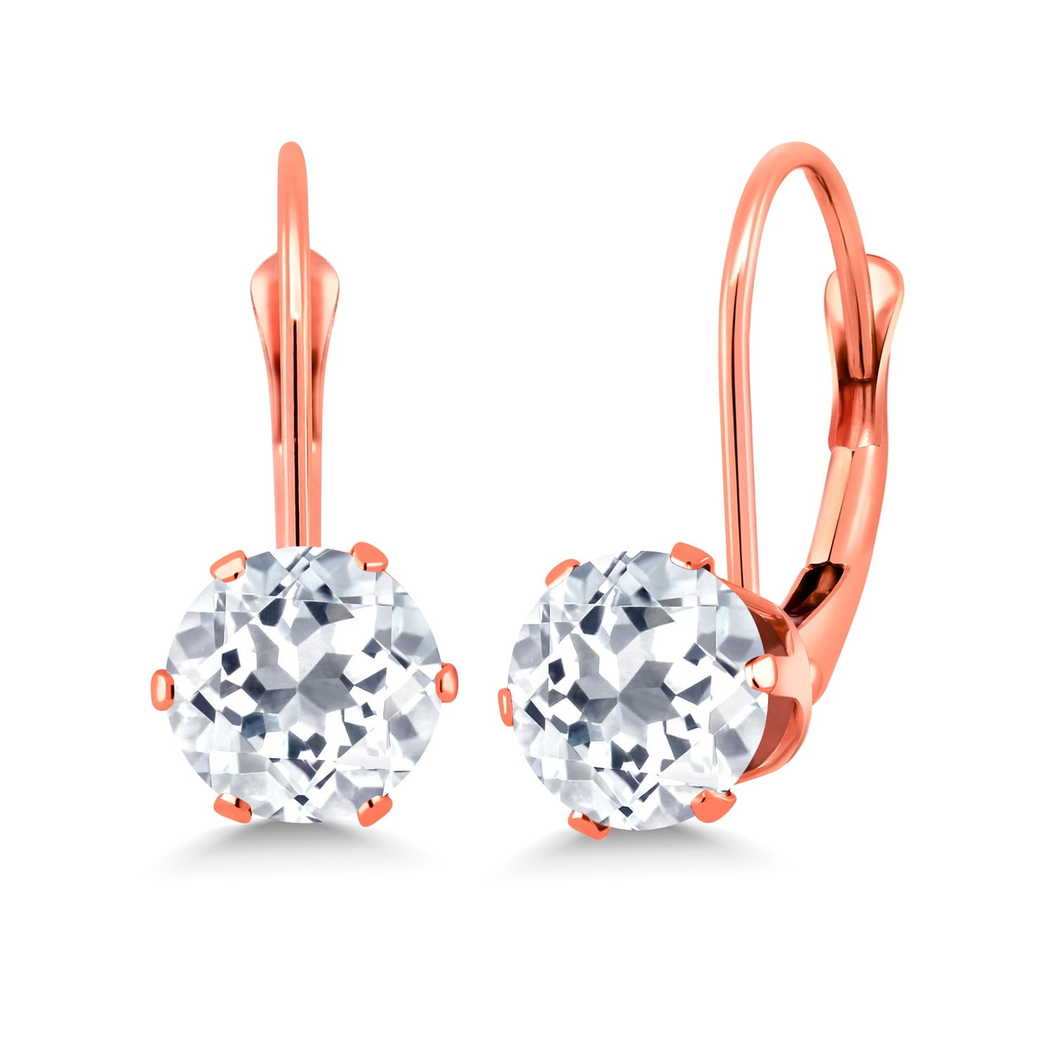Gem Stone King White Topaz Leverback Earrings for Women (1.80 Cttw ...