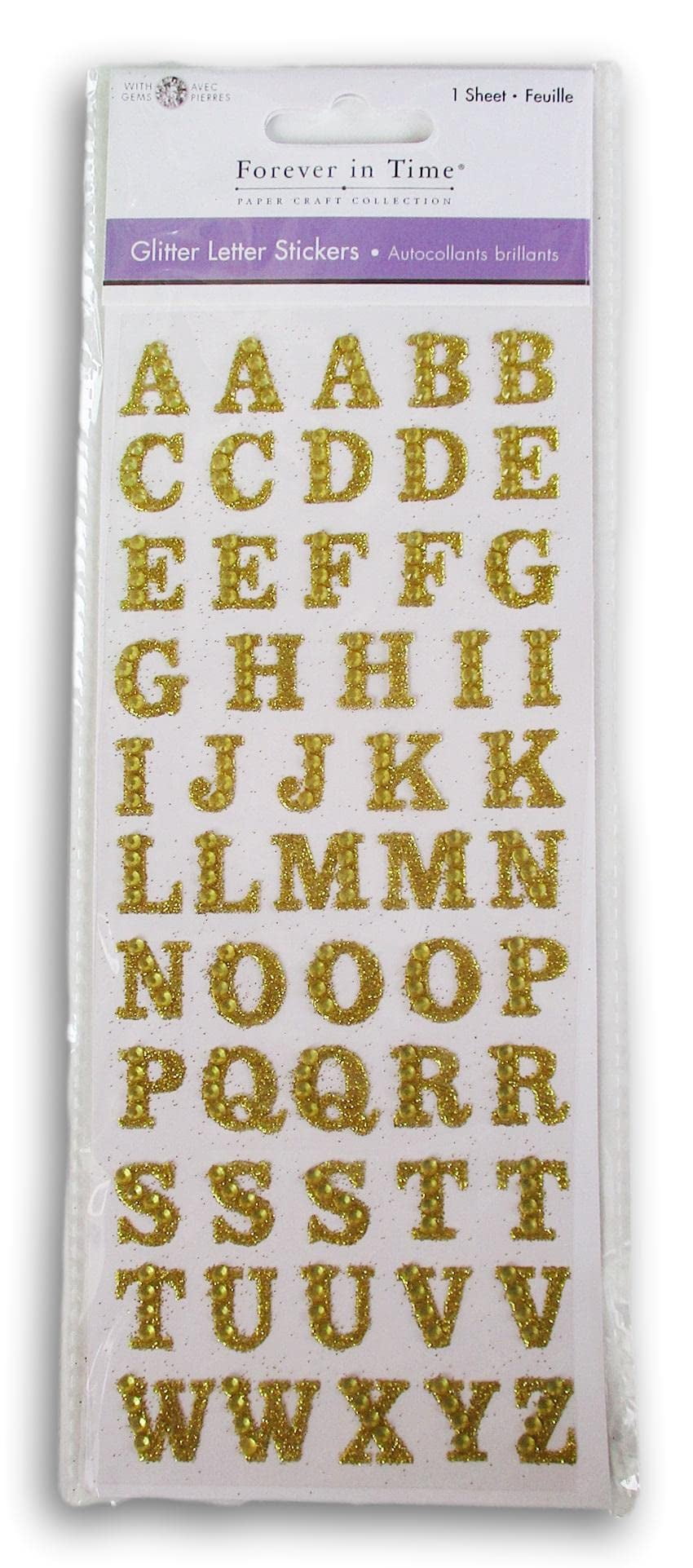 Gem Studded Alphabet Stickers - Gold Colored Adhesive Small Letter ...