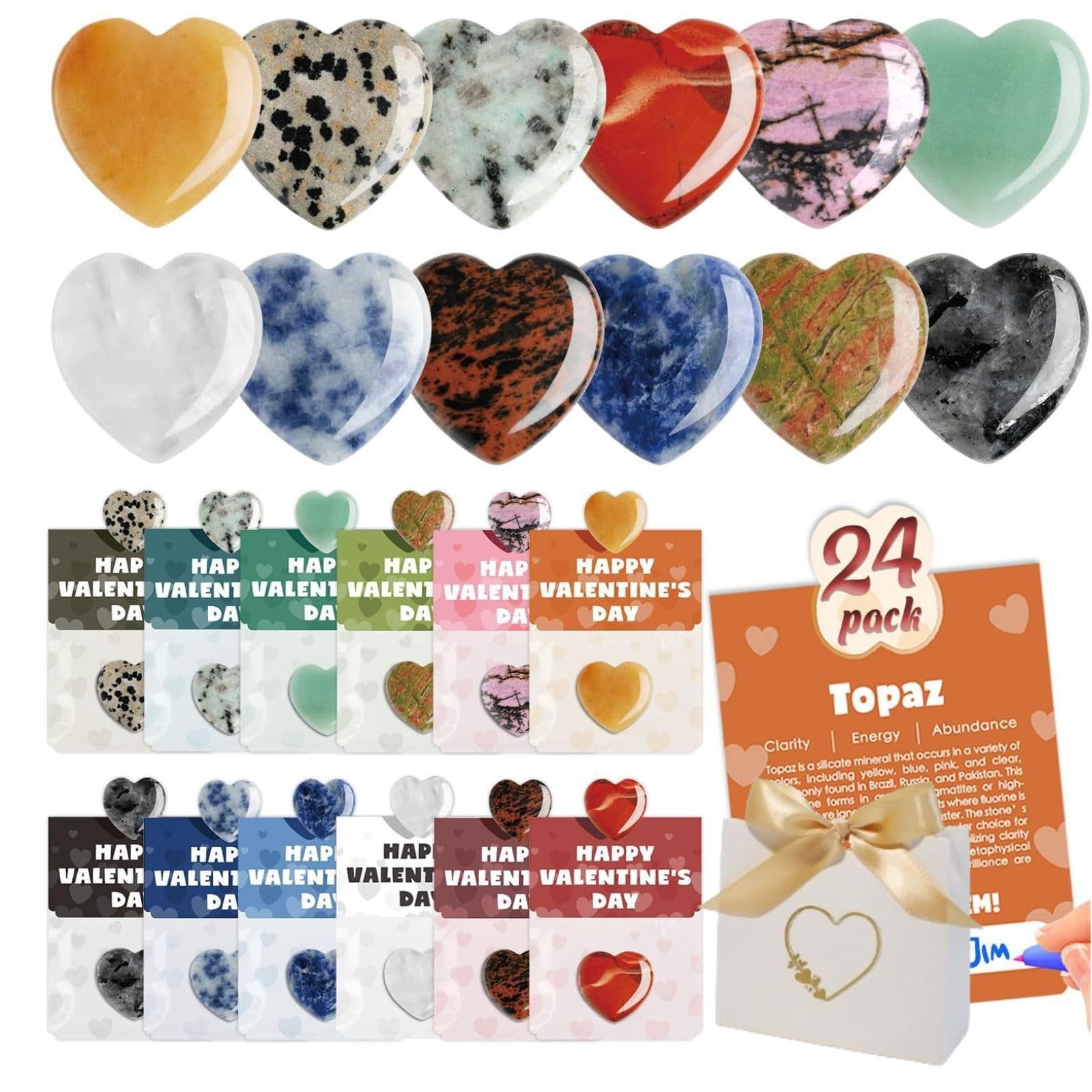 Gem Valentines Day Cards, Valentine's Day Gem Gifts for Kids&adults 24 ...