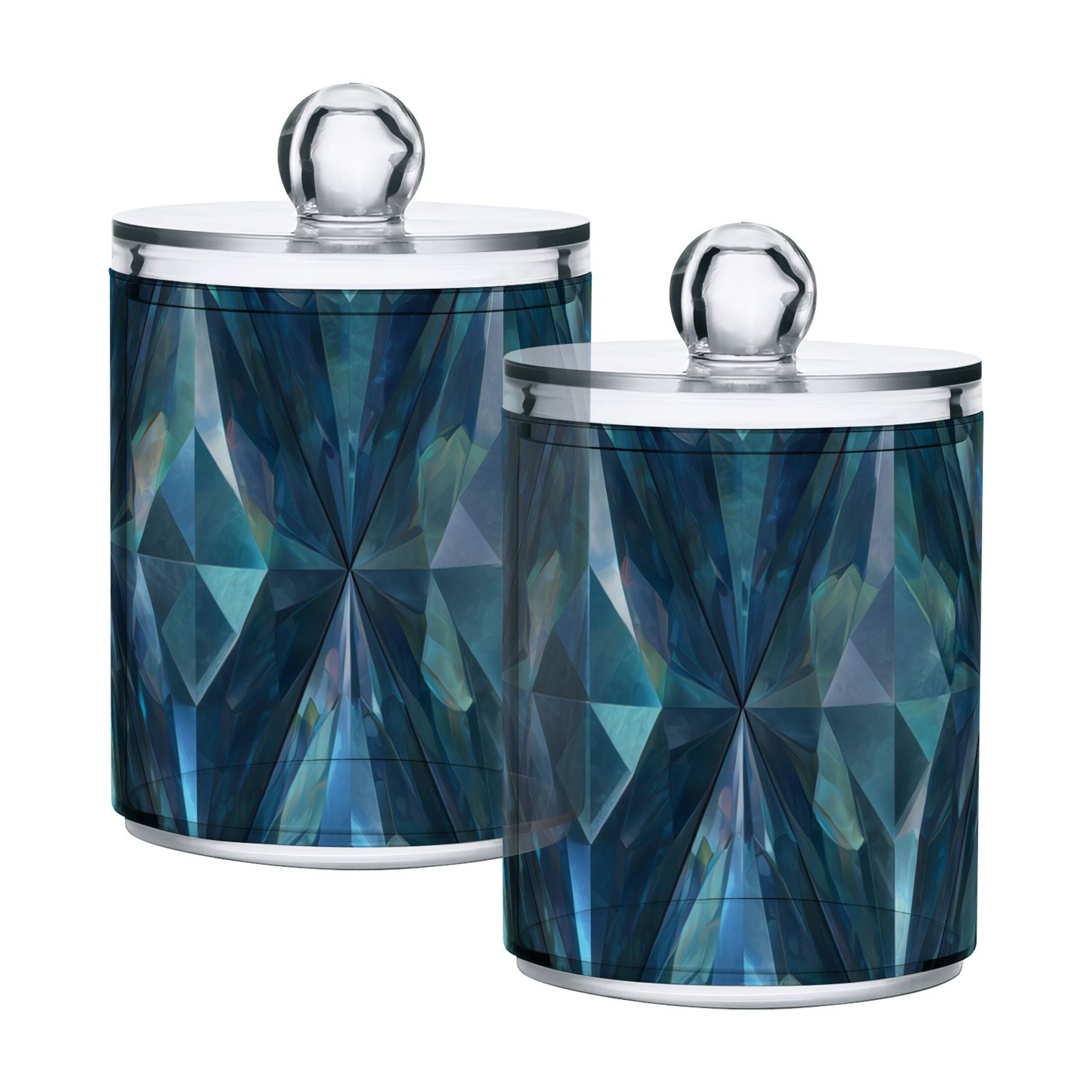 Gem-like Blue Rhombus Pattern Translucent Plastic Cans Storage ...