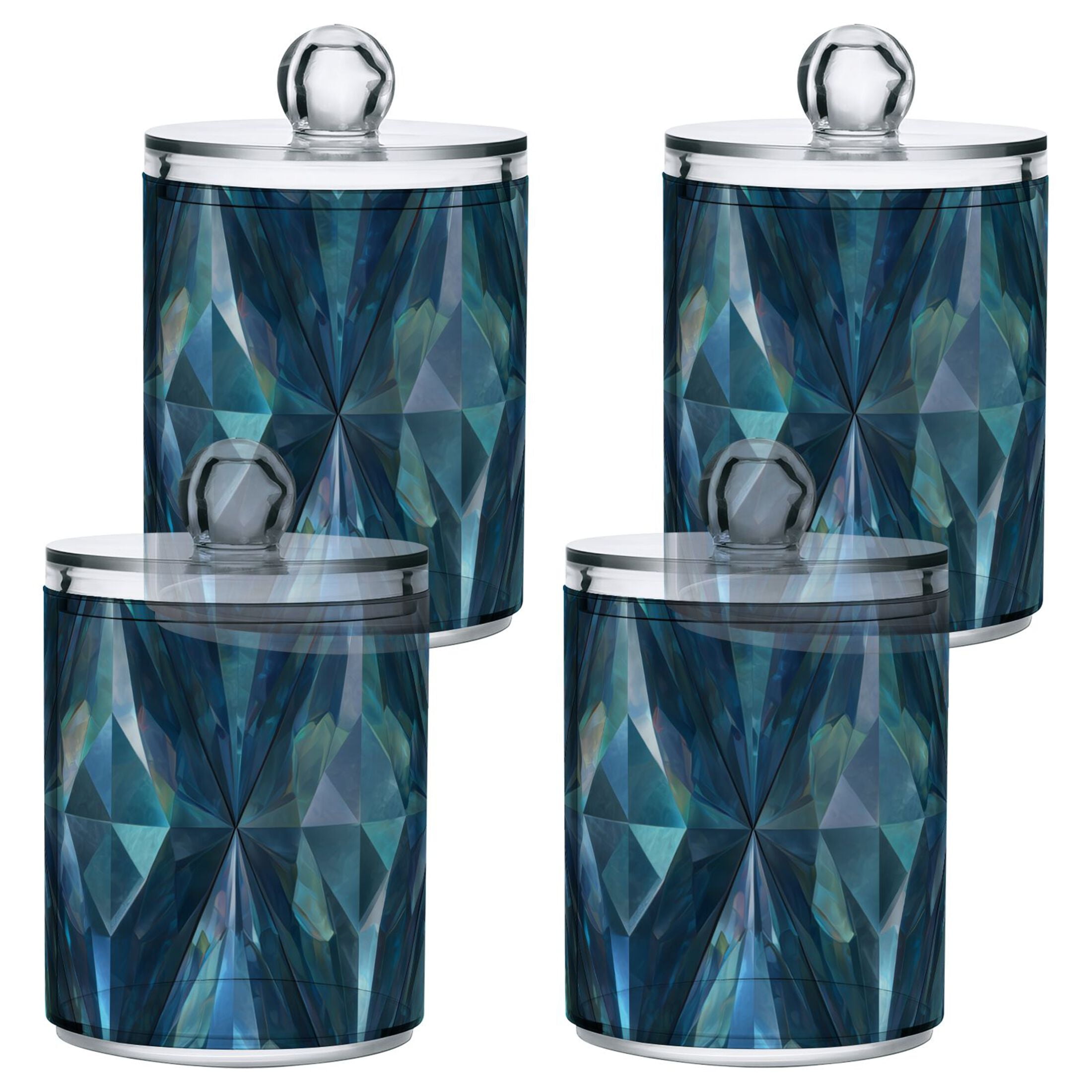 Gem-like Blue Rhombus Pattern Translucent Plastic Cans Storage ...