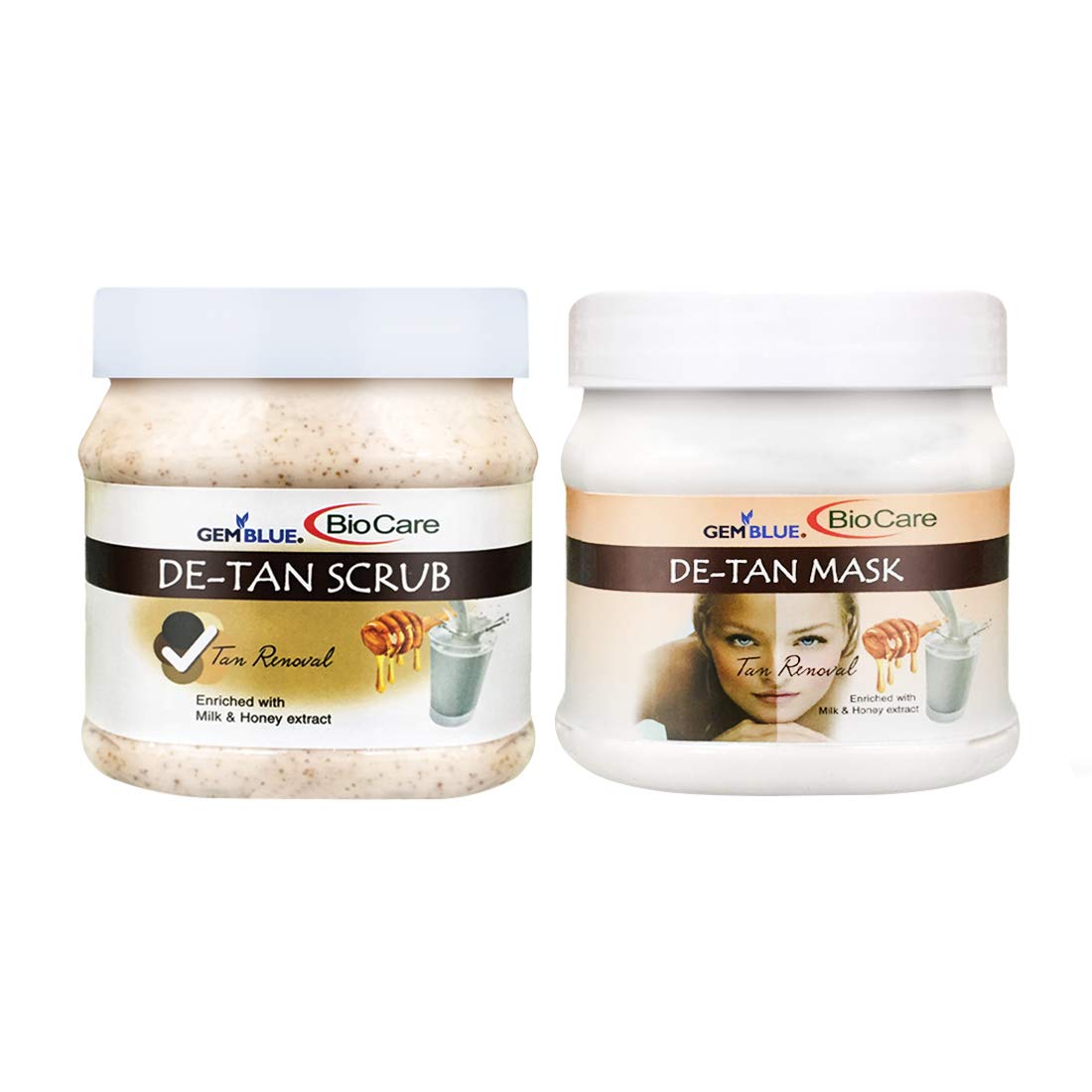 Gemblue Biocare De-Tan Scrub (Scrub,500Ml And Mask,500Ml(Pack Of 2 ...
