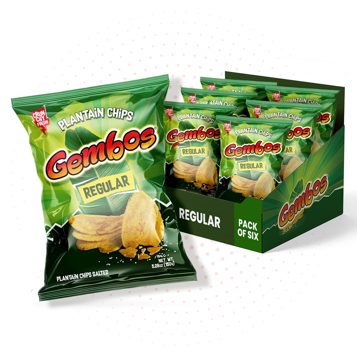 Gembos Plantain Chips, Salty Snack, 5.29 oz Bags, 6 Pack, Vegan ...