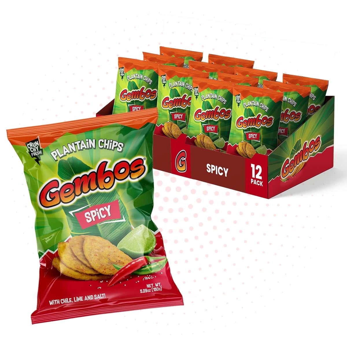 Gembos Spicy Chile Lime Plantain Chips, 5.29 oz, 12 Pack - Walmart.com