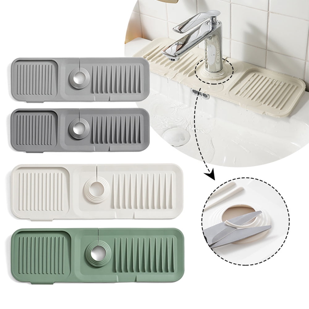Gemdeck 18" Silicone Kitchen Sink Splash Guard, White Bathroom Faucet ...