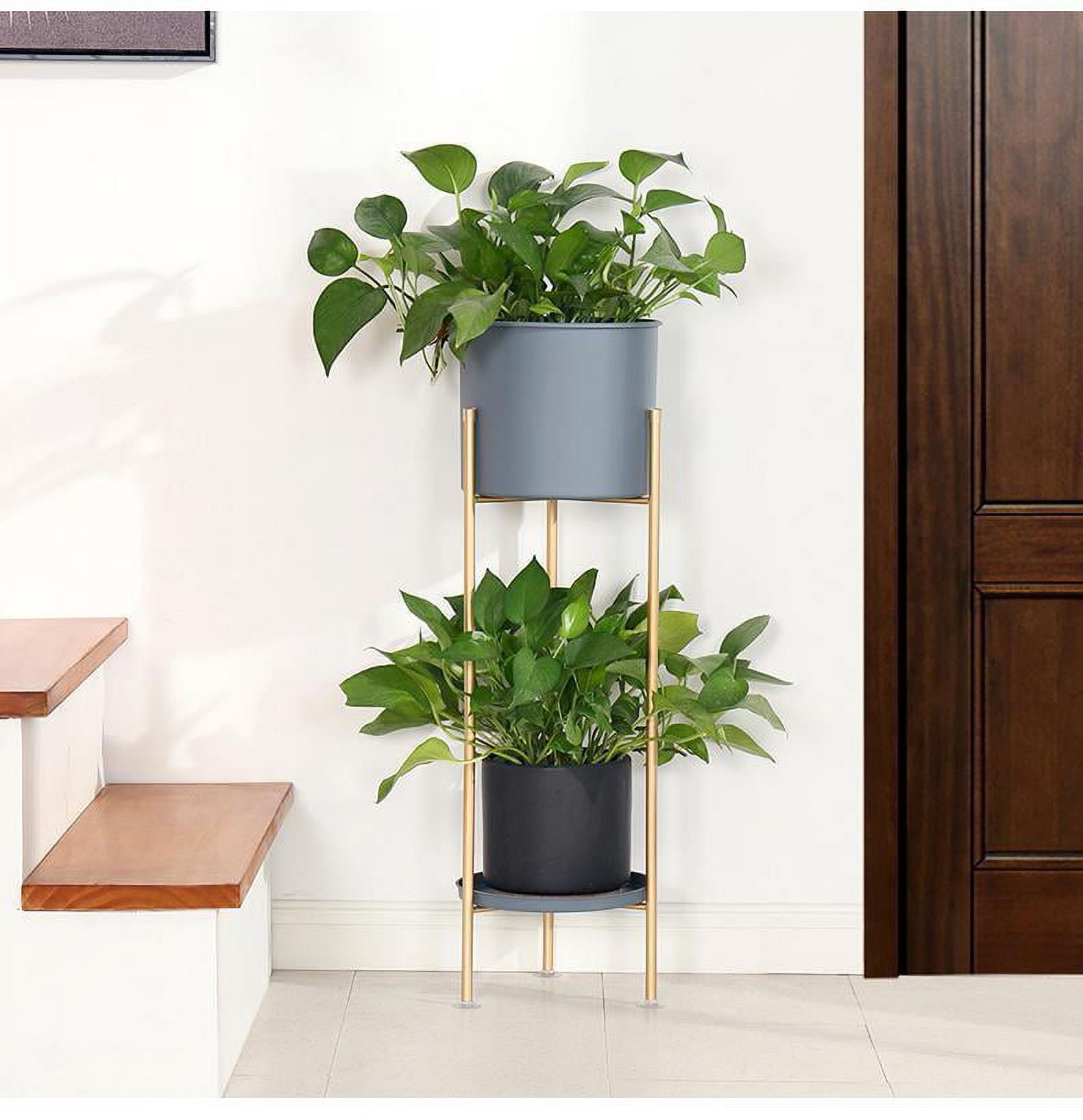 Gemdeck 2-Tier Plant Stands Indoor Flower Pot Rack Holder with Tray, L ...