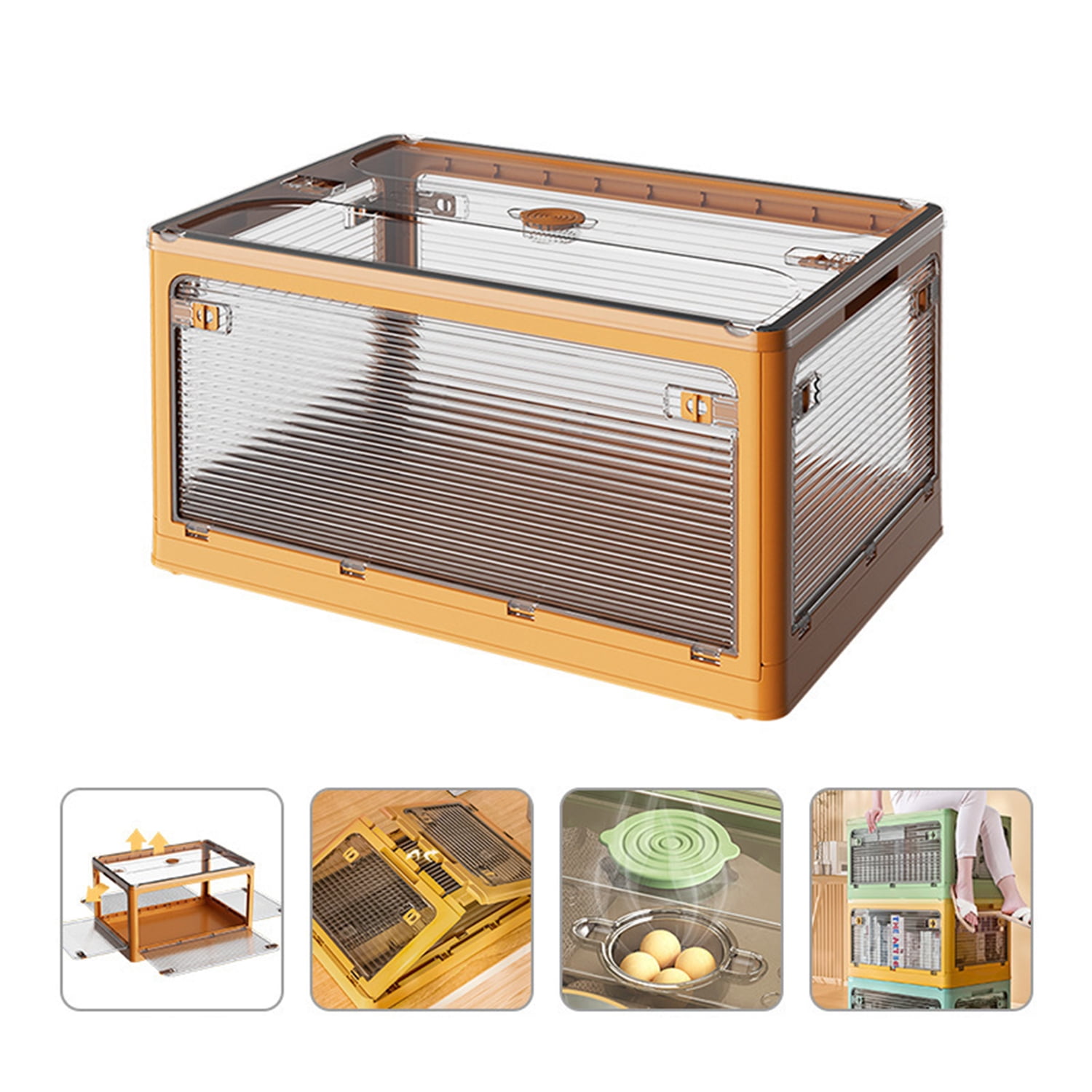 Gemdeck Durable 40L Folding Storage Bins with Lid, Stackable Plastic ...