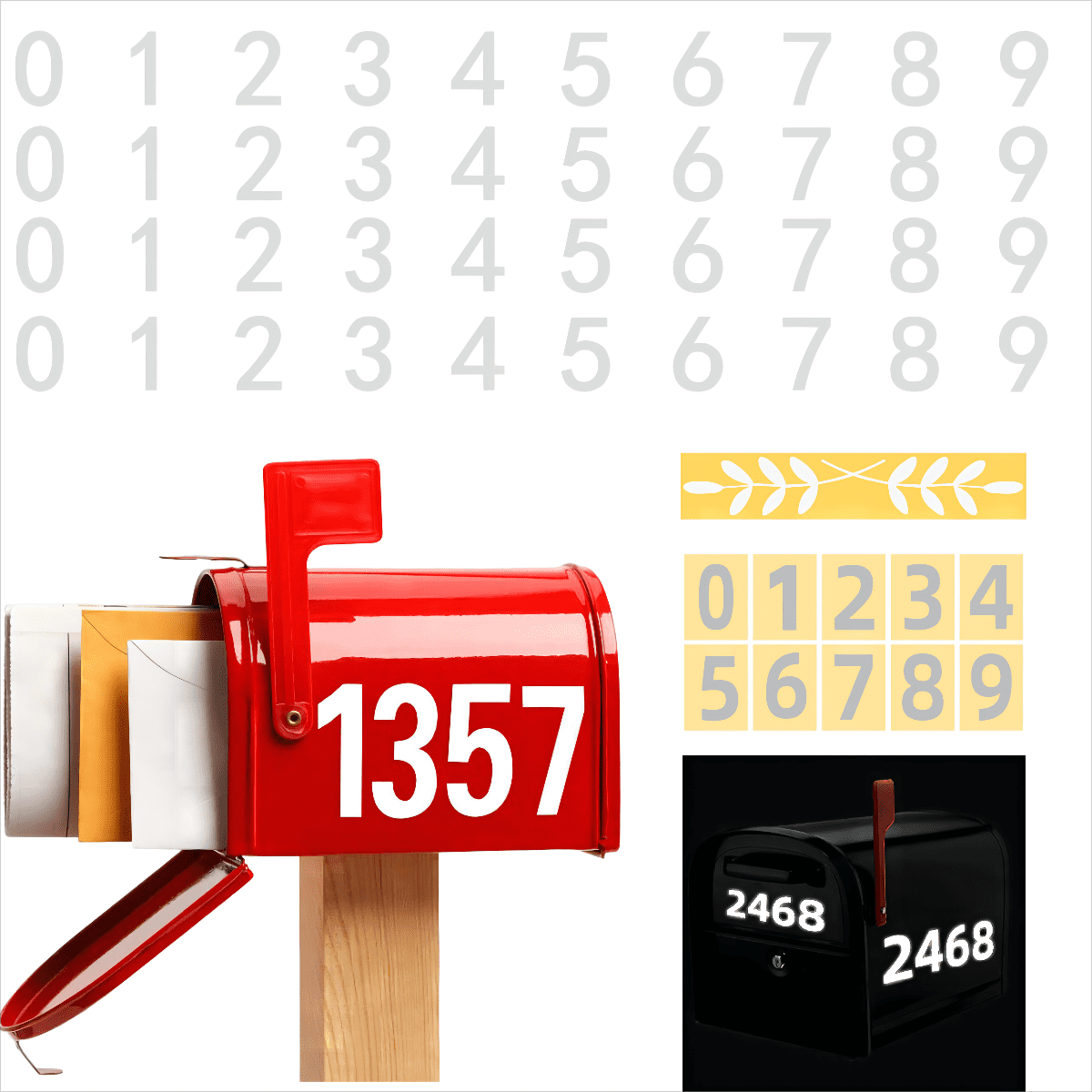 Gemdeck Reflective Mailbox Numbers Stickers Waterproof Sunproof Self ...