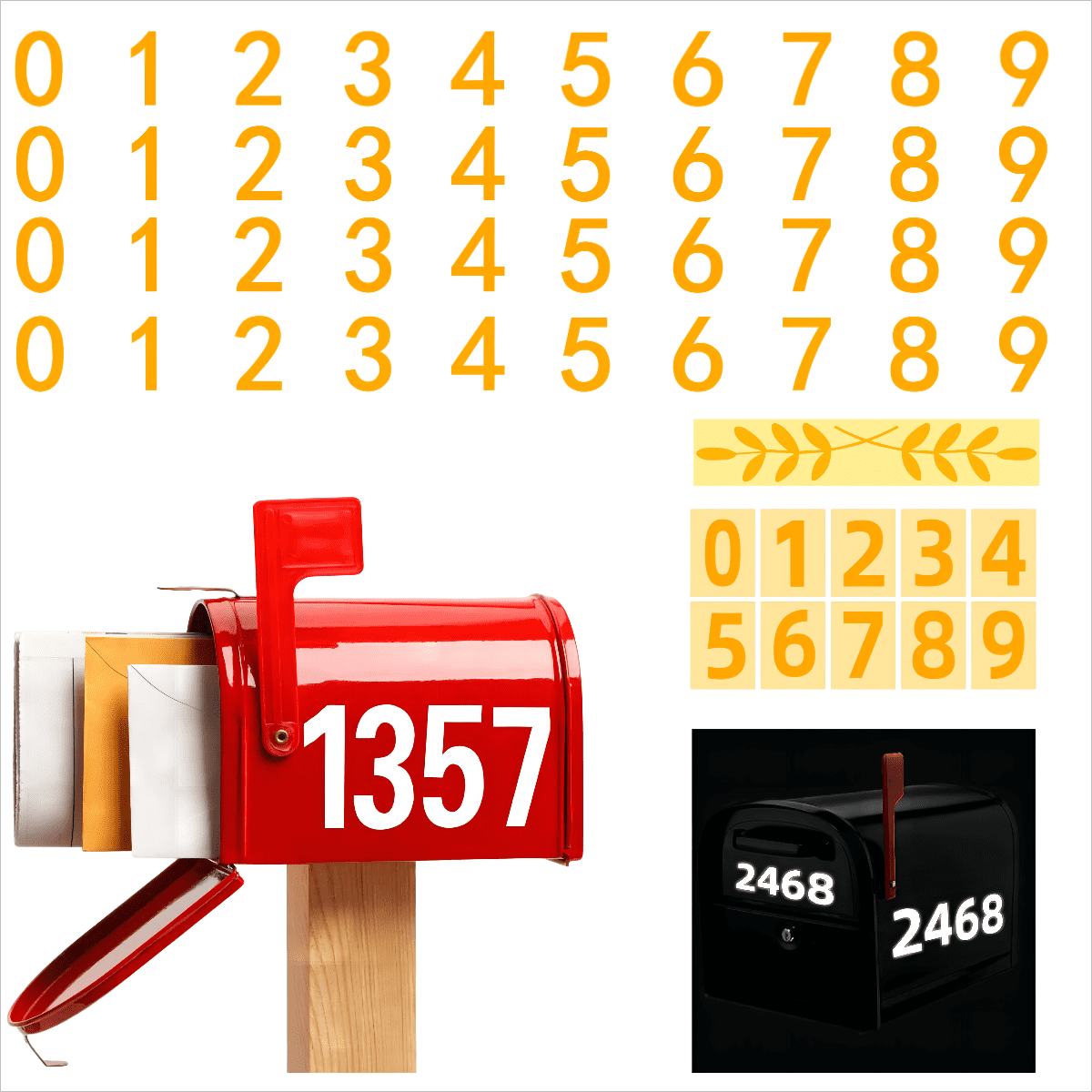Gemdeck Reflective Mailbox Numbers Stickers Waterproof Sunproof Self ...