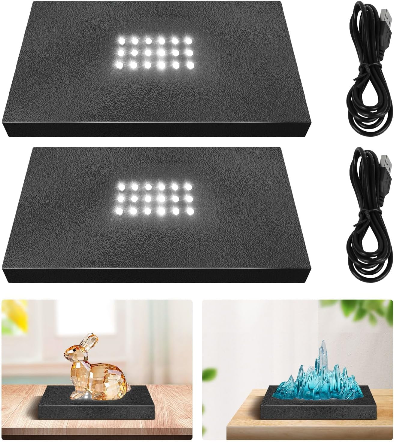 Gemegraclee 18 LED Light Stand Base, USB LED Crystal Display Base Stand ...