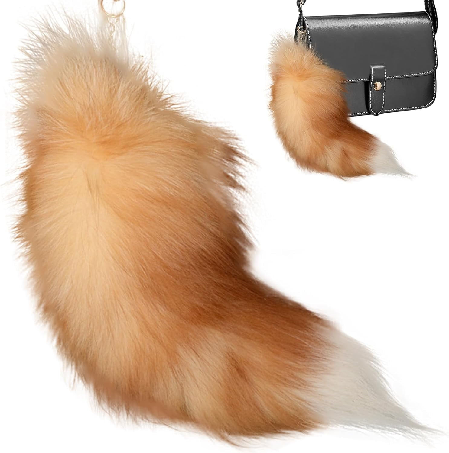 Gemegraclee Fox Tail Keychain, Fluffy Faux Fur Tail Realistic Animal ...