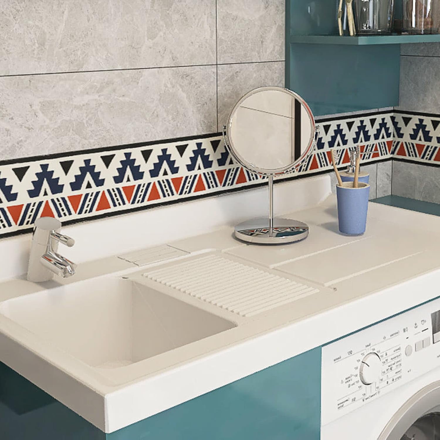 Gemegraclee Peel and Stick Wallpaper Mirror Borders for Bathroom ...