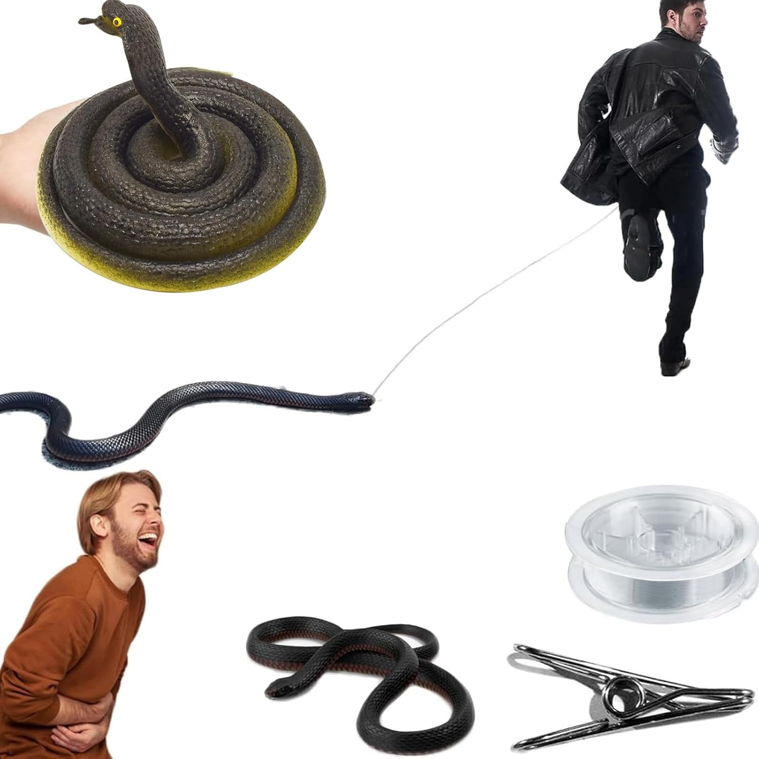 Wewean Snake Prank with String Clip, Clip on Snake Prank for Teasing ...