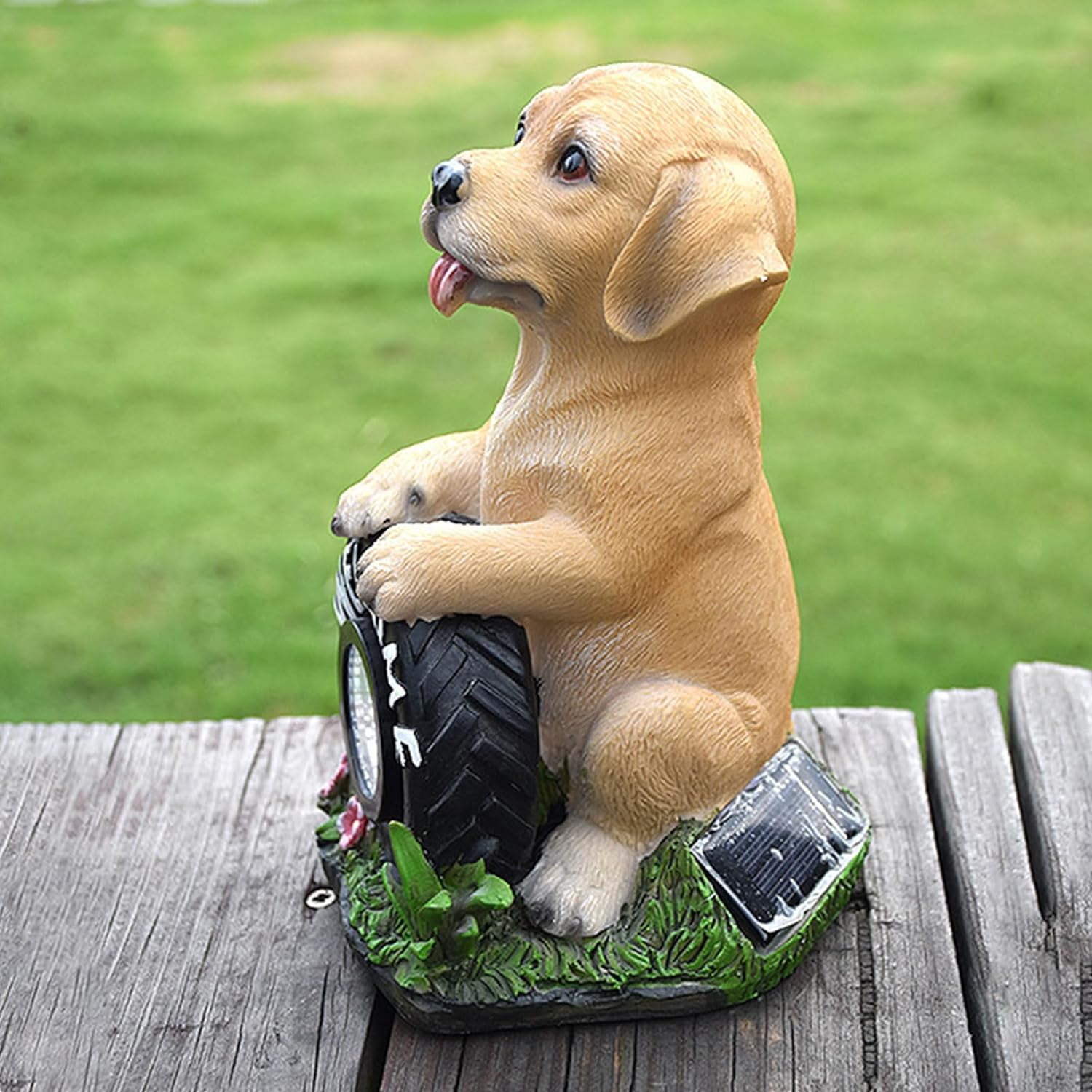 Wewean Solar Garden Dog Statue, Yard Decor Solar Garden Statue Puppy on ...