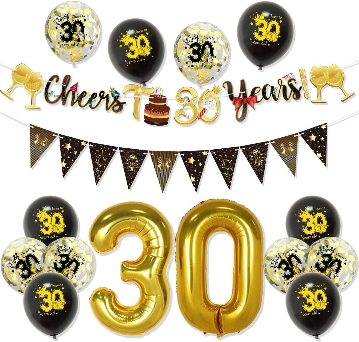 Gemegraclee Veewon 30th Birthday Decorations Kit Cheers to 30 Years ...