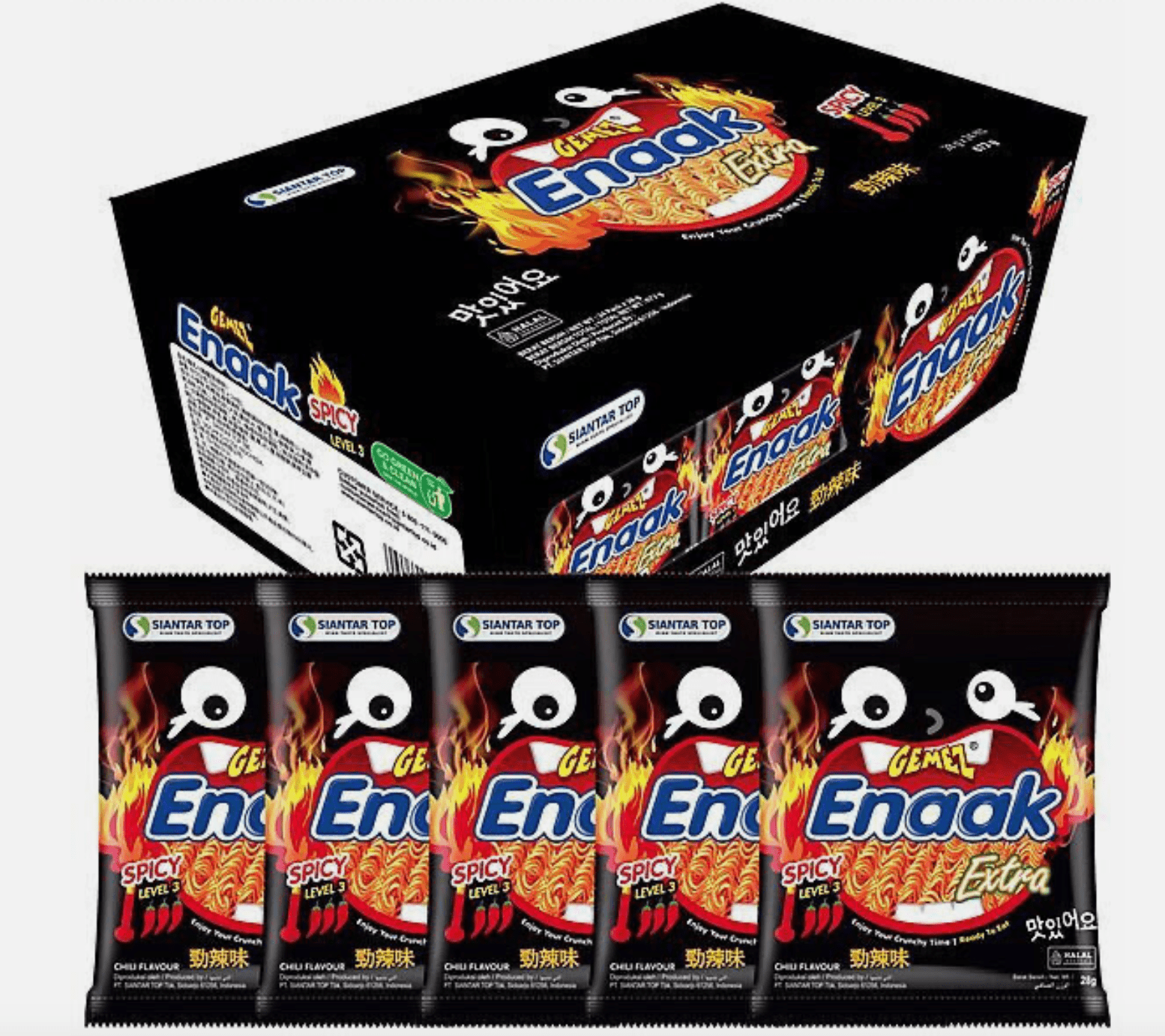 Gemez Enaak Spicy Level 3 Snack Noodle 28g x 30 Packs - Walmart.com