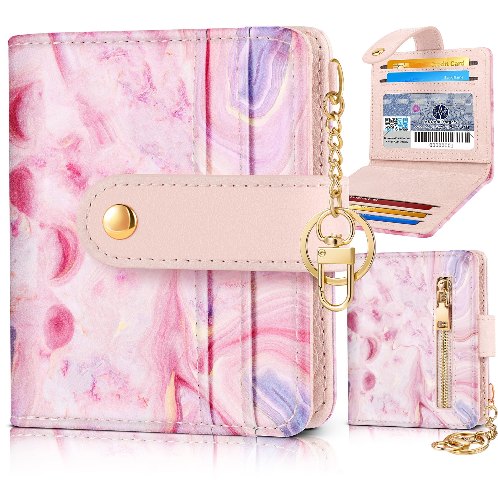 Gemfits Wallet Women Slim Cute Leather Thin Bifold Credit Card Holder ...