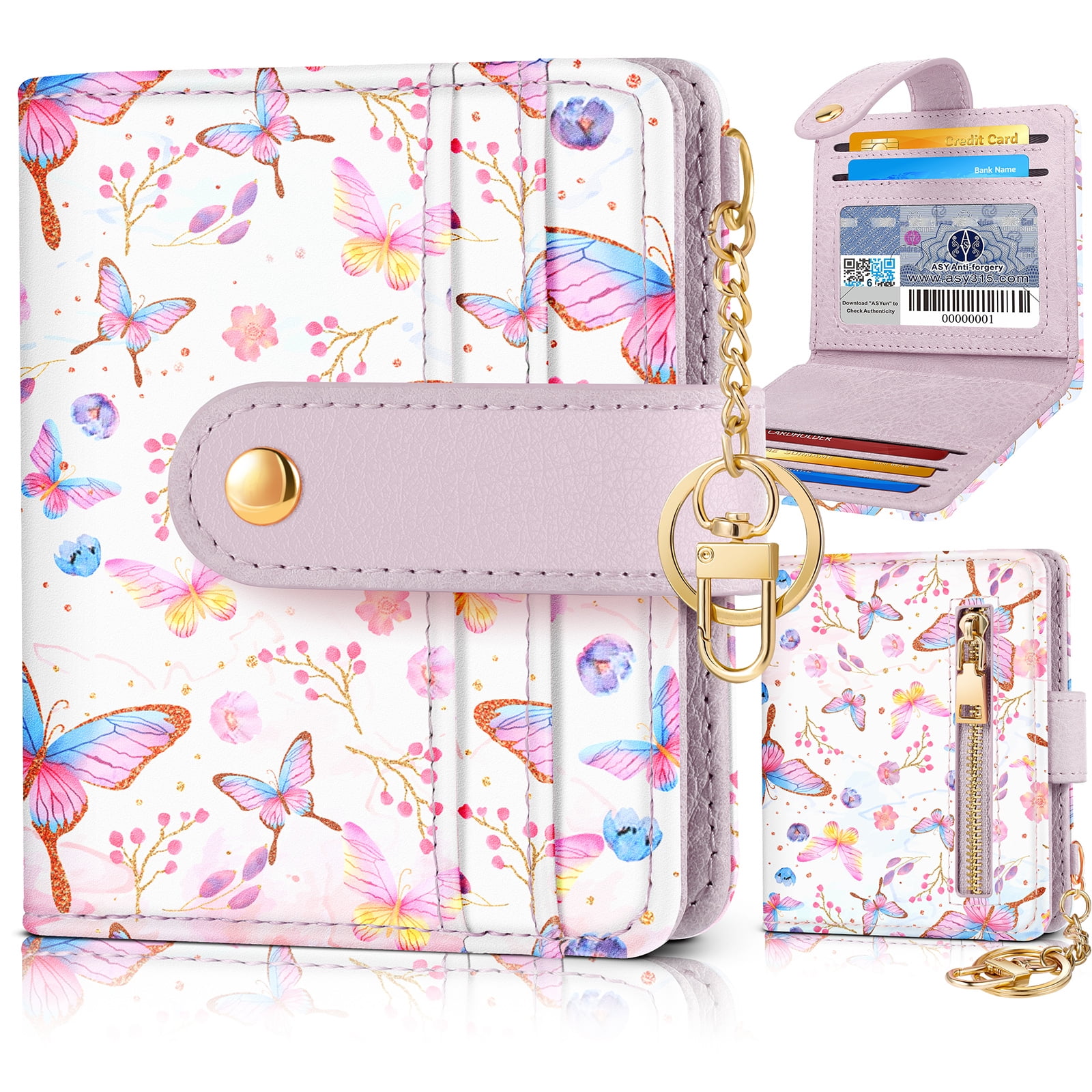 Gemfits Wallet Women Slim Cute Leather Thin Bifold Credit Card Holder ...