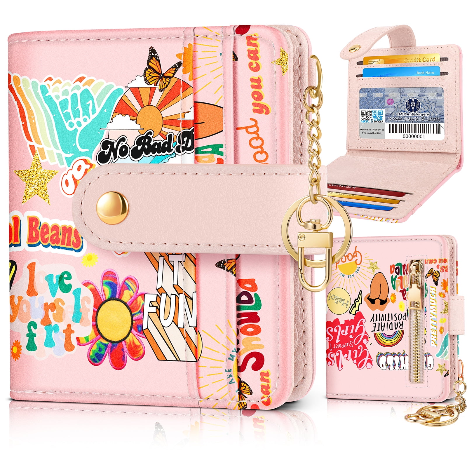 Gemfits Wallet Women Slim Cute Leather Thin Bifold Credit Card Holder ...