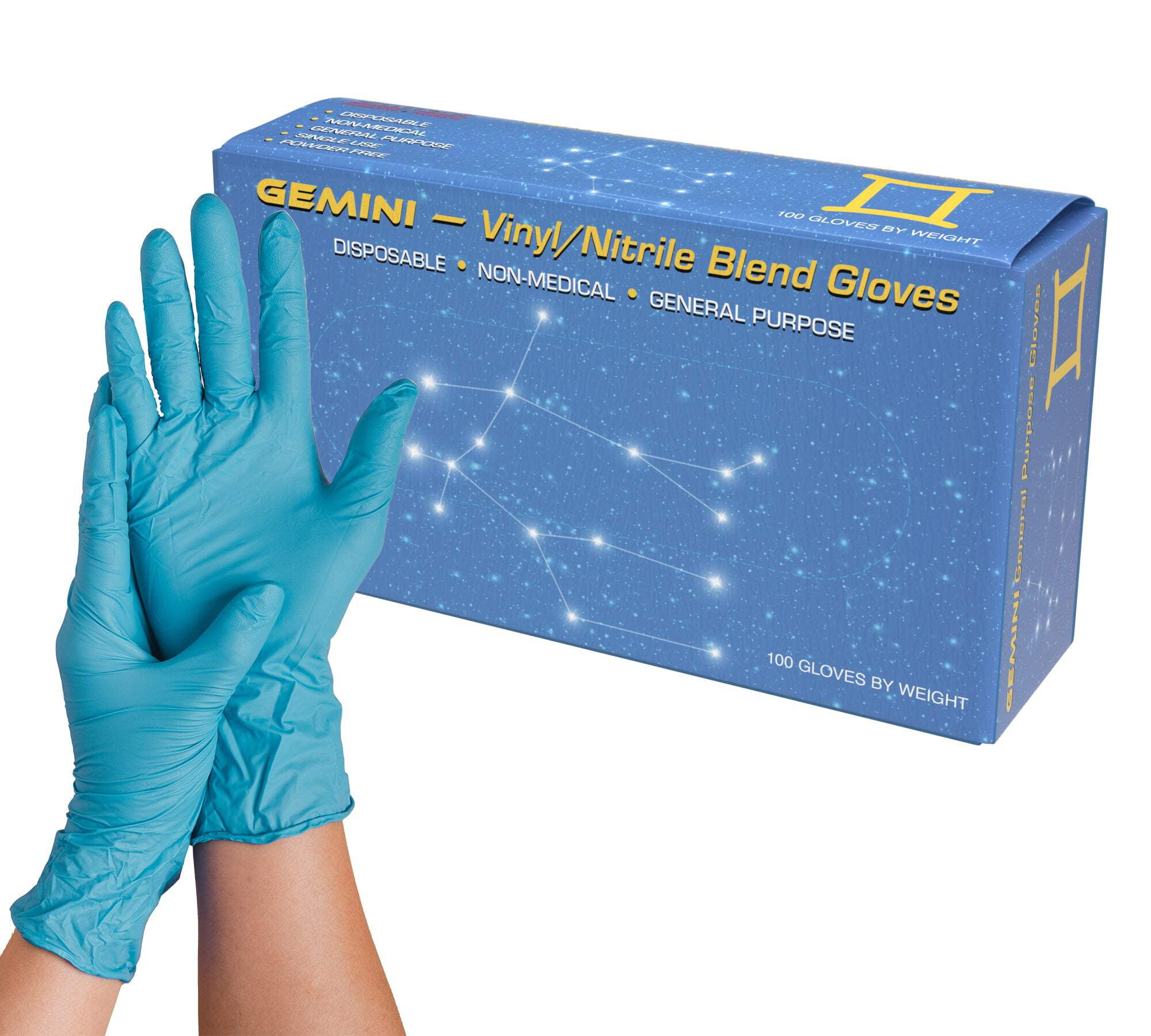 Gemini - 5 Mils Disposable Gloves – Blue Nitrile Vinyl Blend Glove ...