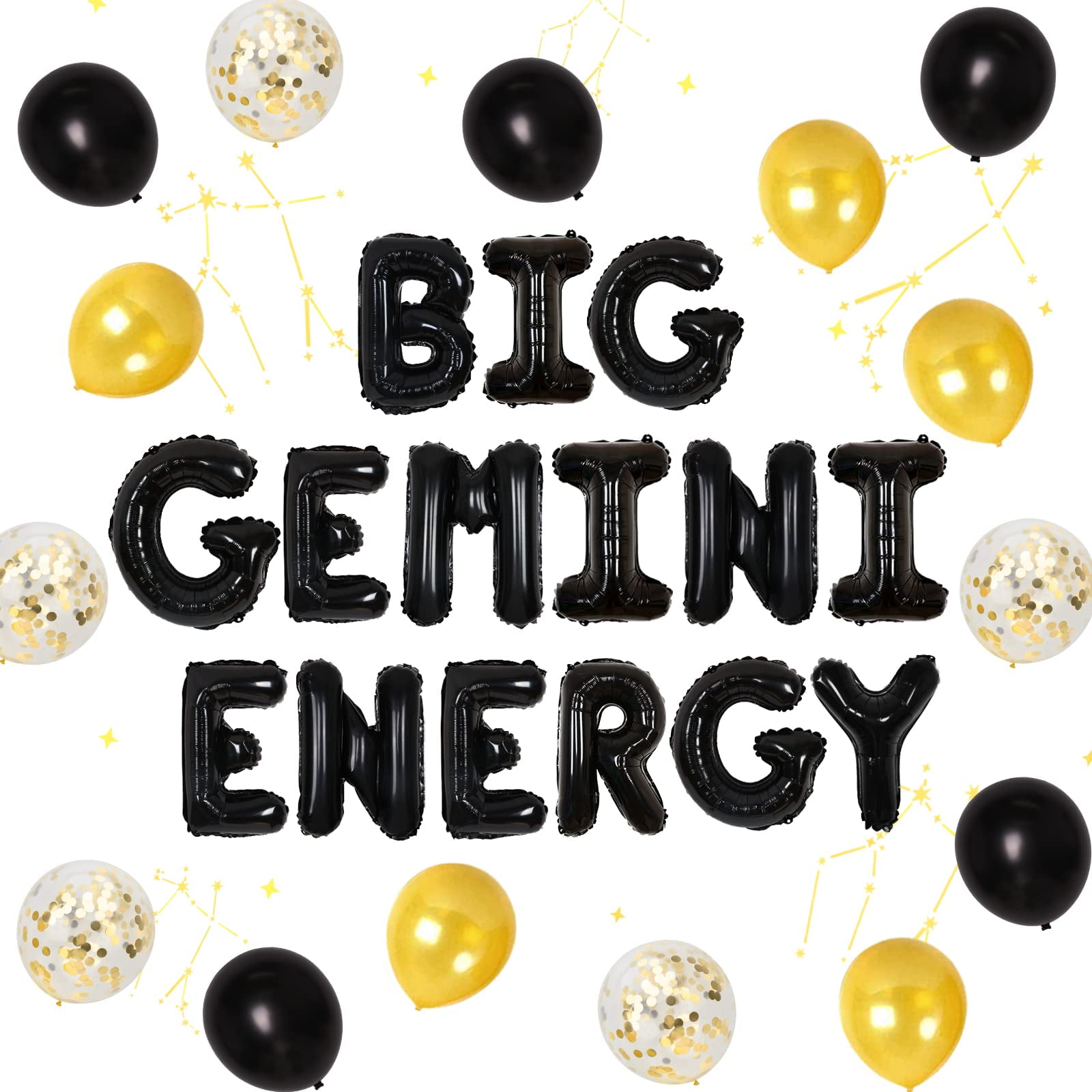 Gemini Birthday PartyEGSC Decorations-Big Gemini Energy Balloon Banner ...