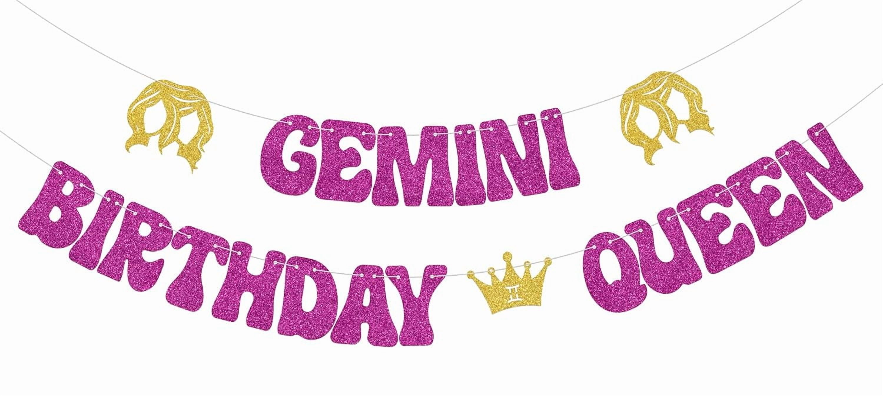 Gemini Birthday Queen Banner Happy Birthday Geminis Party Decoration ...