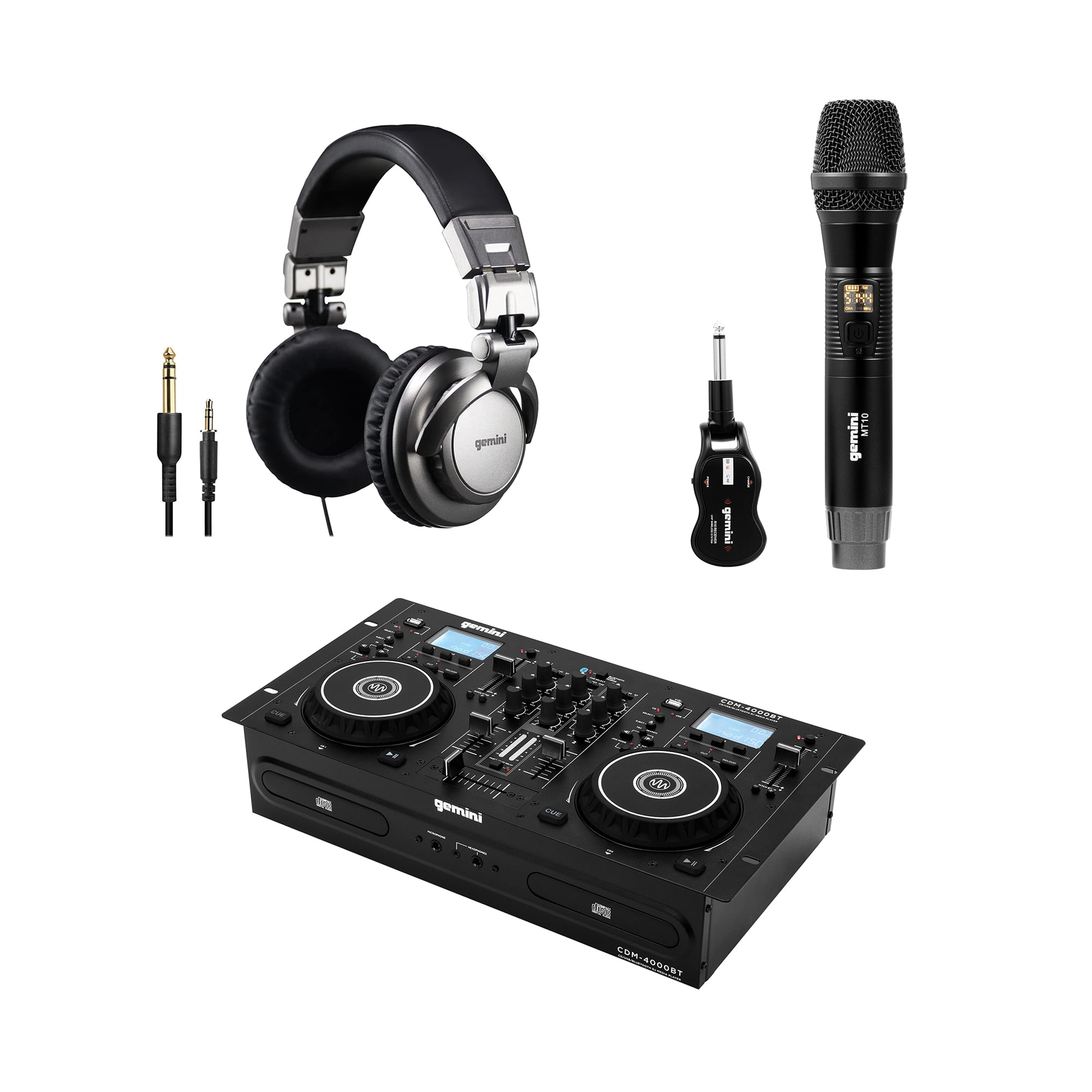 Gemini CDM-4000BT CD/Mixer Combo Player with Bluetooth Input & DJX-500 ...