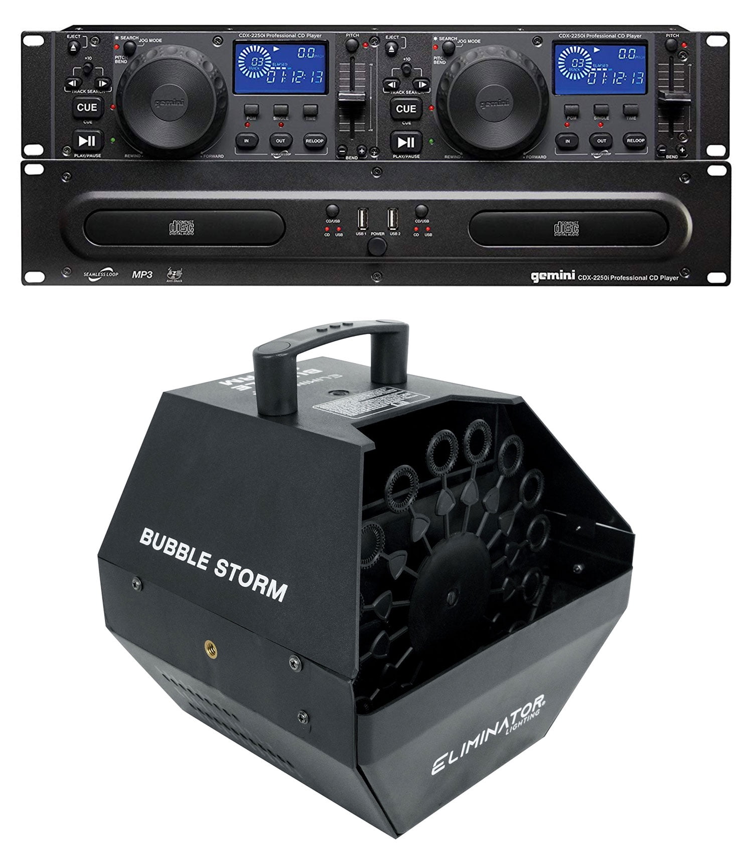 Gemini CDX-2250i DJ Dual Two Deck Rack Mount CD/MP3 Media Player+Bubble ...