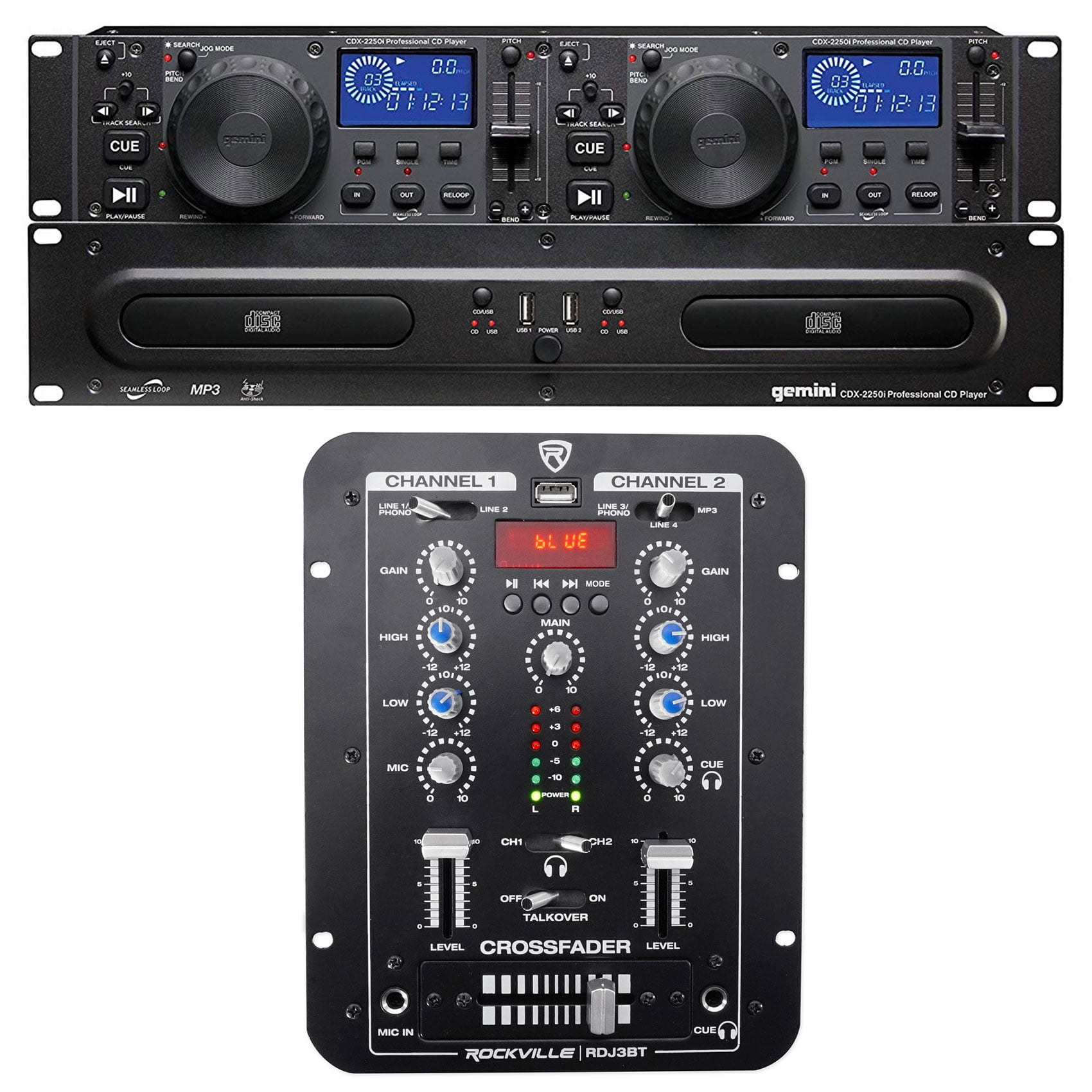 Gemini CDX-2250i Pro DJ Dual Two Deck Rack Mount CD/MP3 Media Player+2 ...