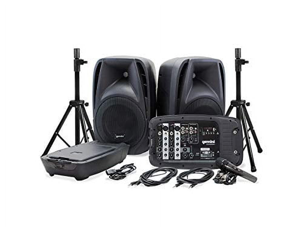 Gemini ES-210MXBLU-ST Dual 10" Portable PA System with 8-Channel Mixer ...