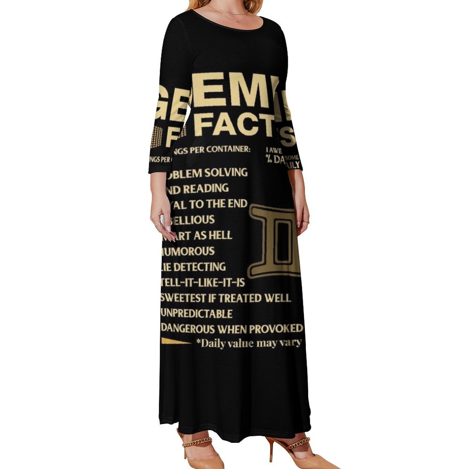 Gemini Facts Zodiac Sign Astrology Birthday Gift Long Sleeved Dress ...