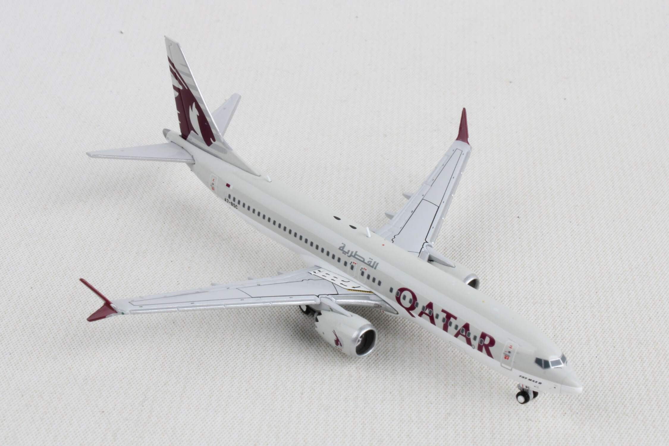 Boeing 737 MAX 8 Commercial Aircraft "Qatar Airways" Gray with Tail ...