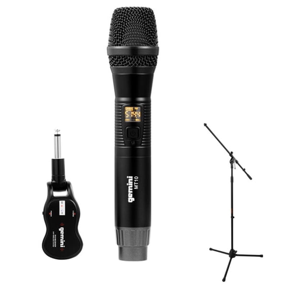 Gemini Handheld UHF Wireless Microphone System with Receiver, Dynamic ...