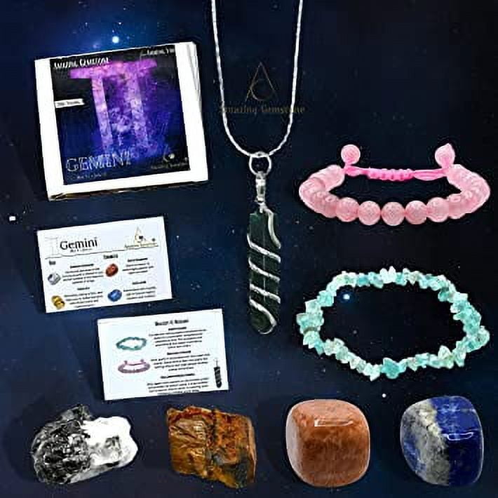 Gemini Healing Crystal Set, Zodiac Birthstone Premium Kit for Gift ...