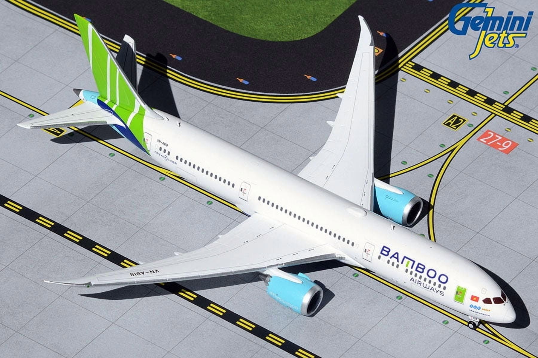 Boeing 787-9 Commercial Aircraft "Bamboo Airways" White with Green Tail ...