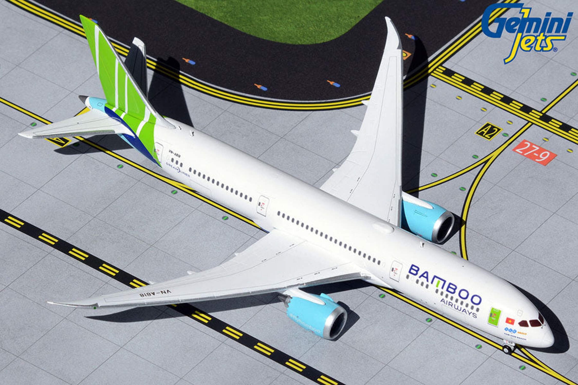 Boeing 787-9 Commercial Aircraft "Bamboo Airways" White with Green Tail ...