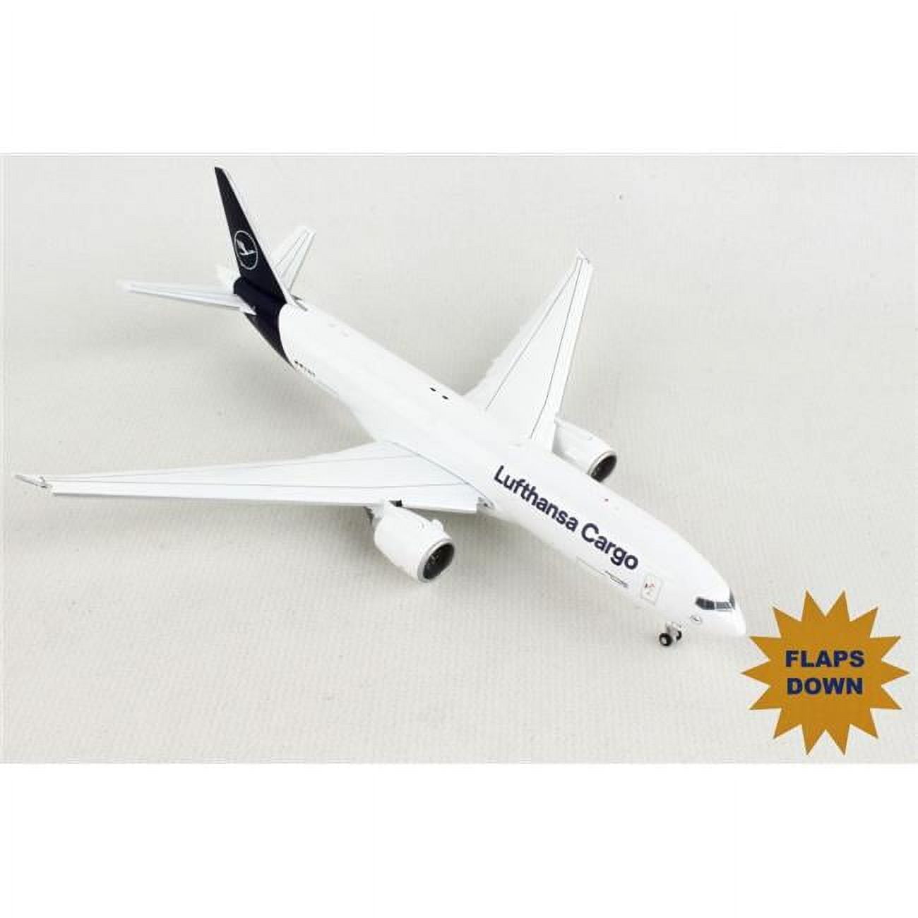 Boeing 777F Commercial Aircraft with Flaps Down White with Dark Blue ...