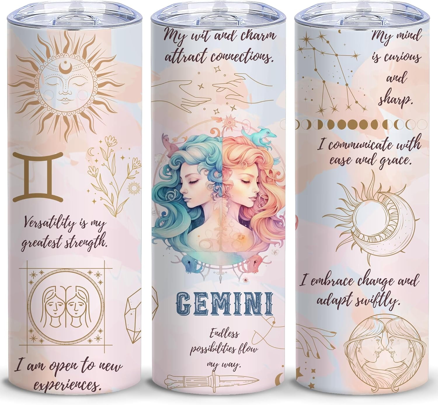 Gemini June Birthday Gifts for Women - 20oz Skinny Stainless Steel ...
