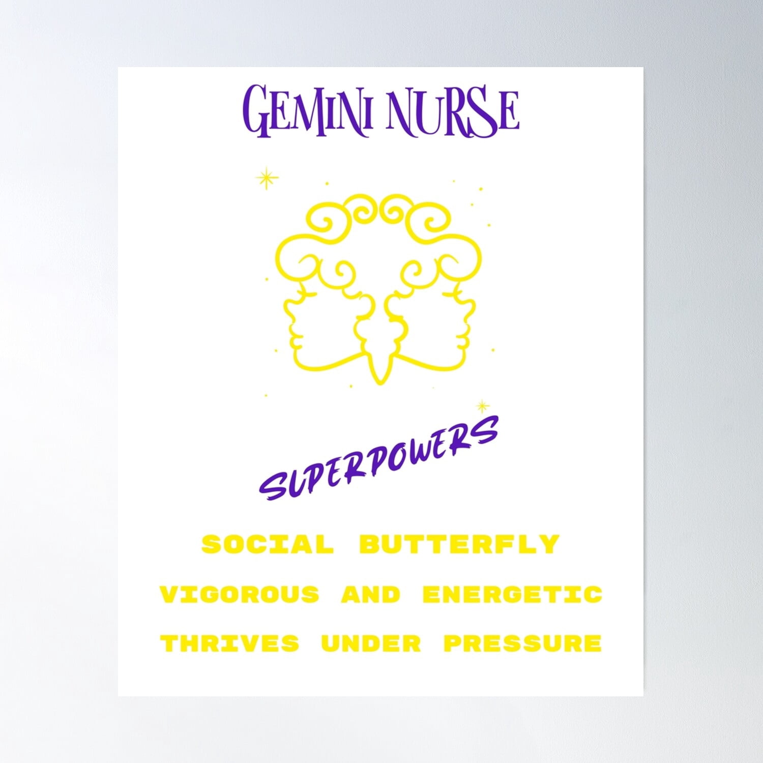 Gemini Nurse Superpowers Zodiac Characteristics List Poster Wall Art ...