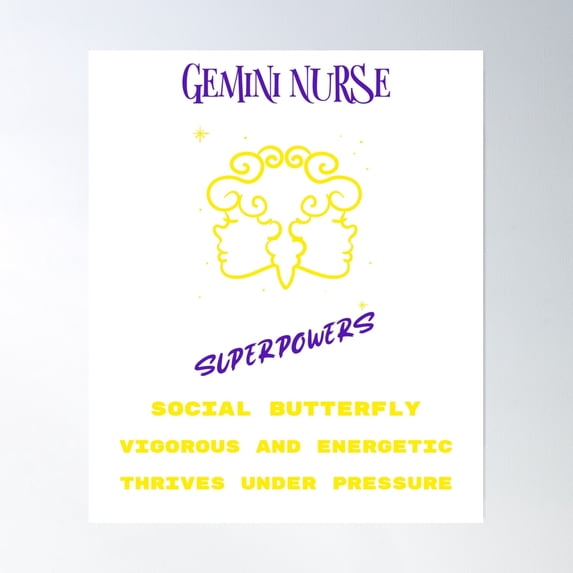 Gemini Nurse Superpowers Zodiac Characteristics List Poster Wall Art ...