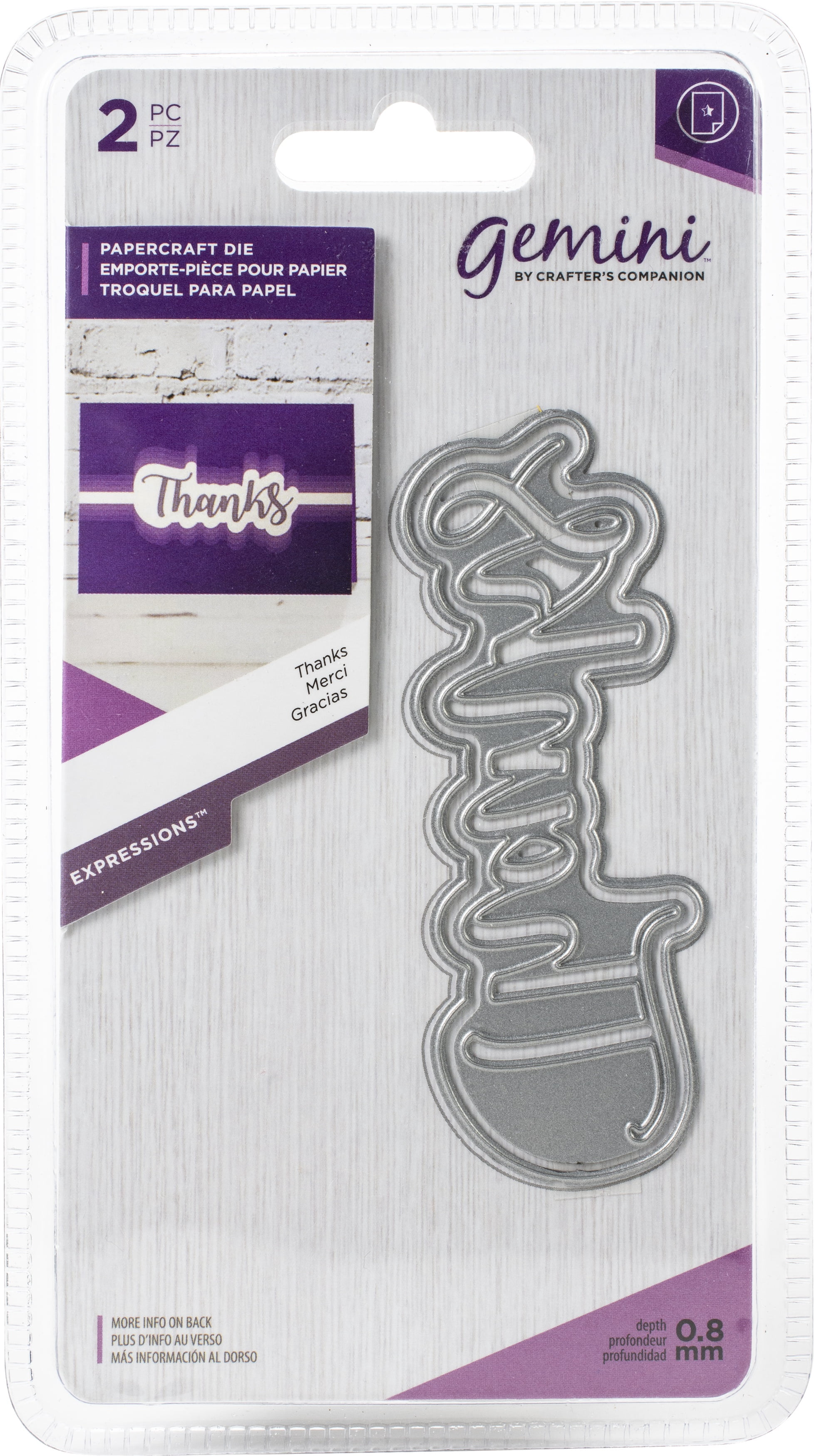 Gemini Papercraft Die-Thanks 1.5"X3.6" - Walmart.com