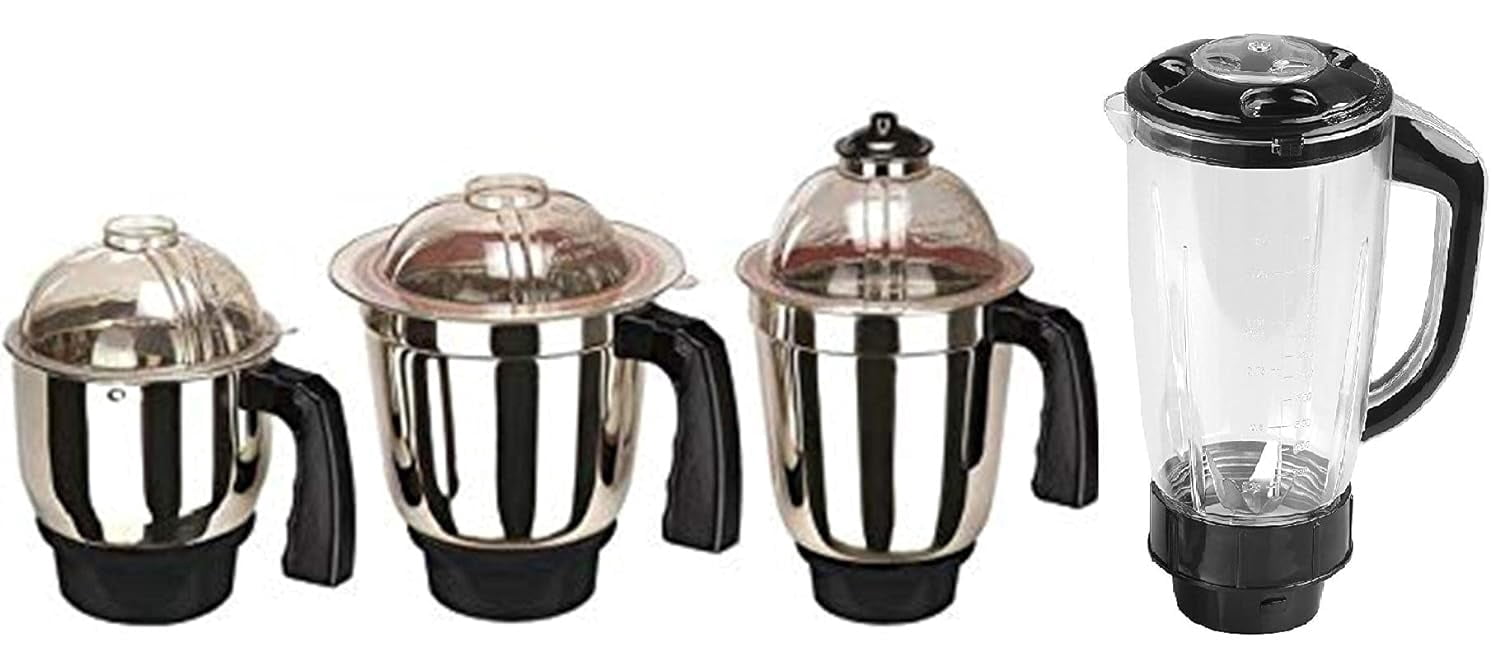 Gemini Set of 4 Mixer Jar 3 Stainless Steel and 1 Juicer Jar Milkshake ...