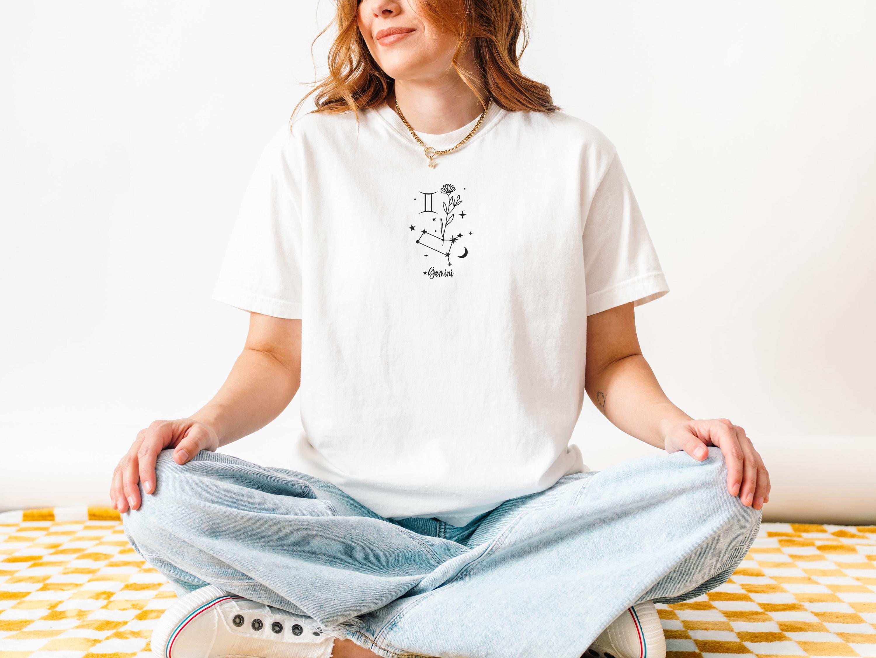 Gemini Shirt, Zodiac T Shirt, Astrology Shirt, Floral Gemini, Zodiac ...